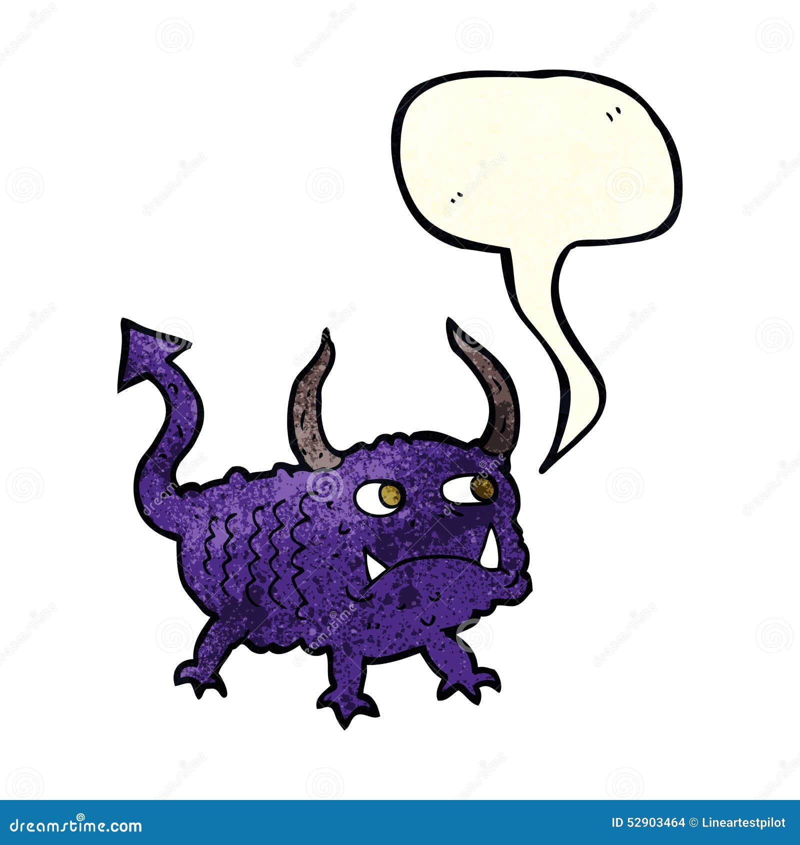 Cartoon Little Demon with Speech Bubble Stock Illustration ...