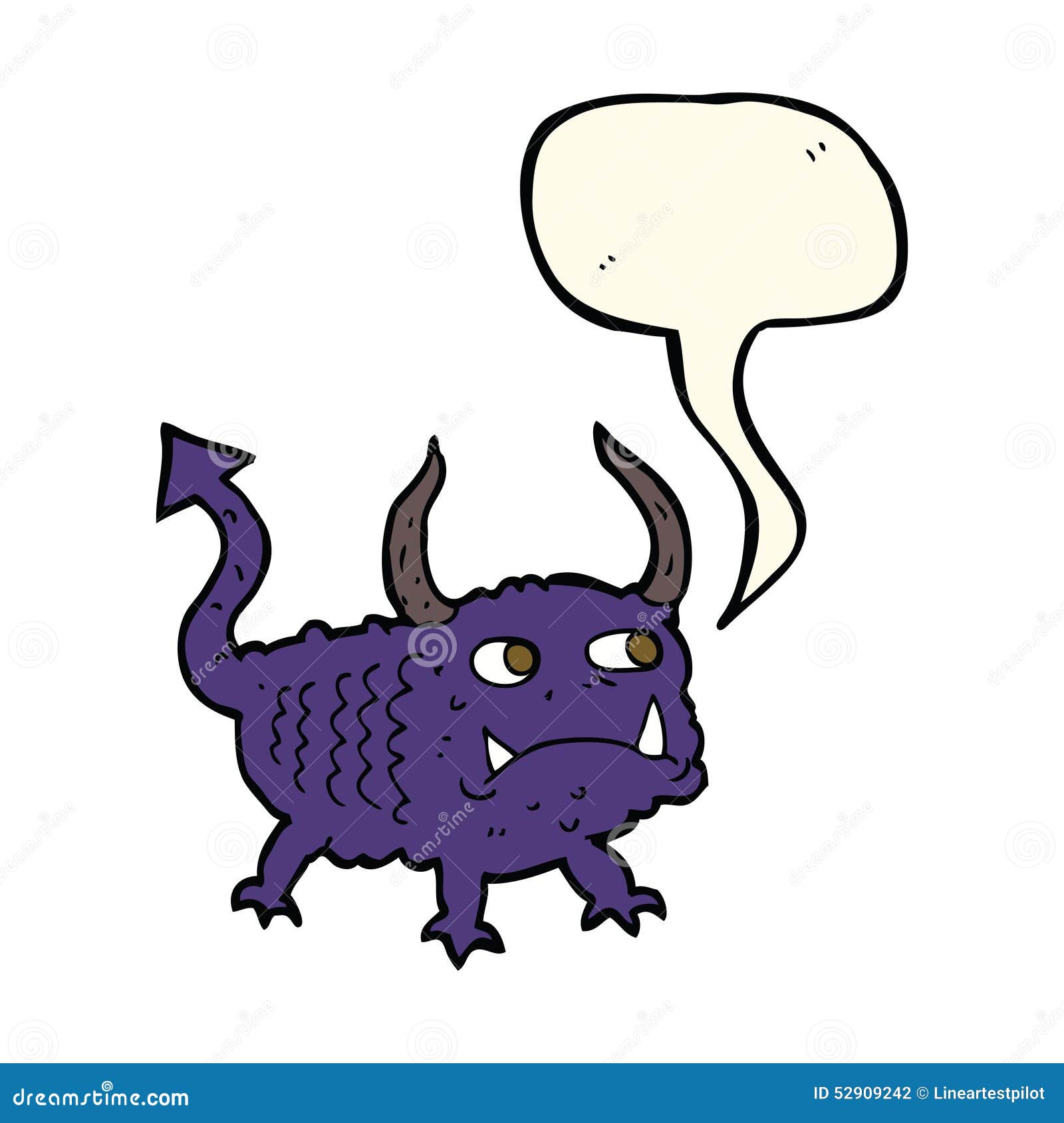 Cartoon Little Demon with Speech Bubble Stock Illustration ...