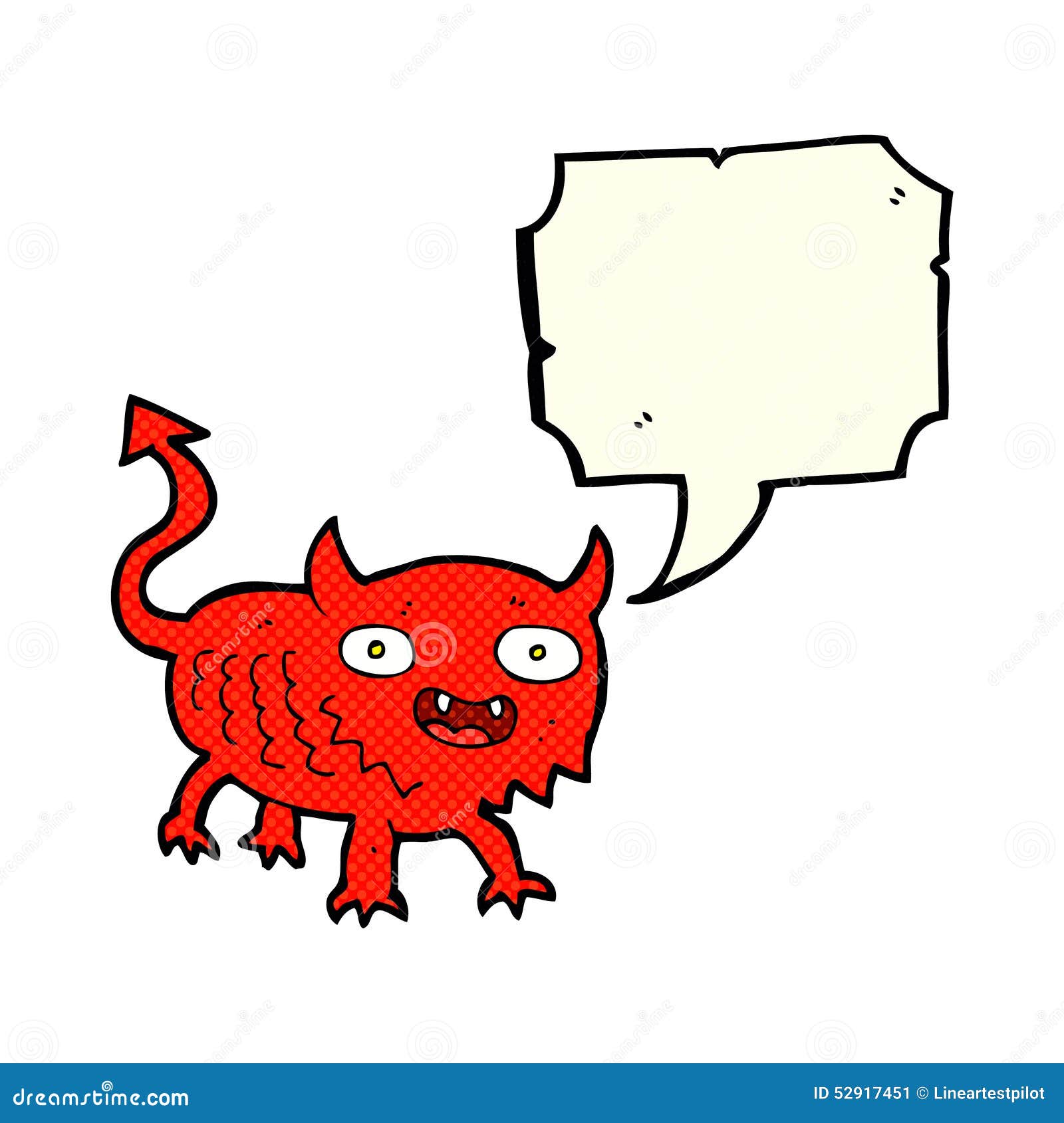 Cartoon Little Demon with Speech Bubble Stock Illustration ...