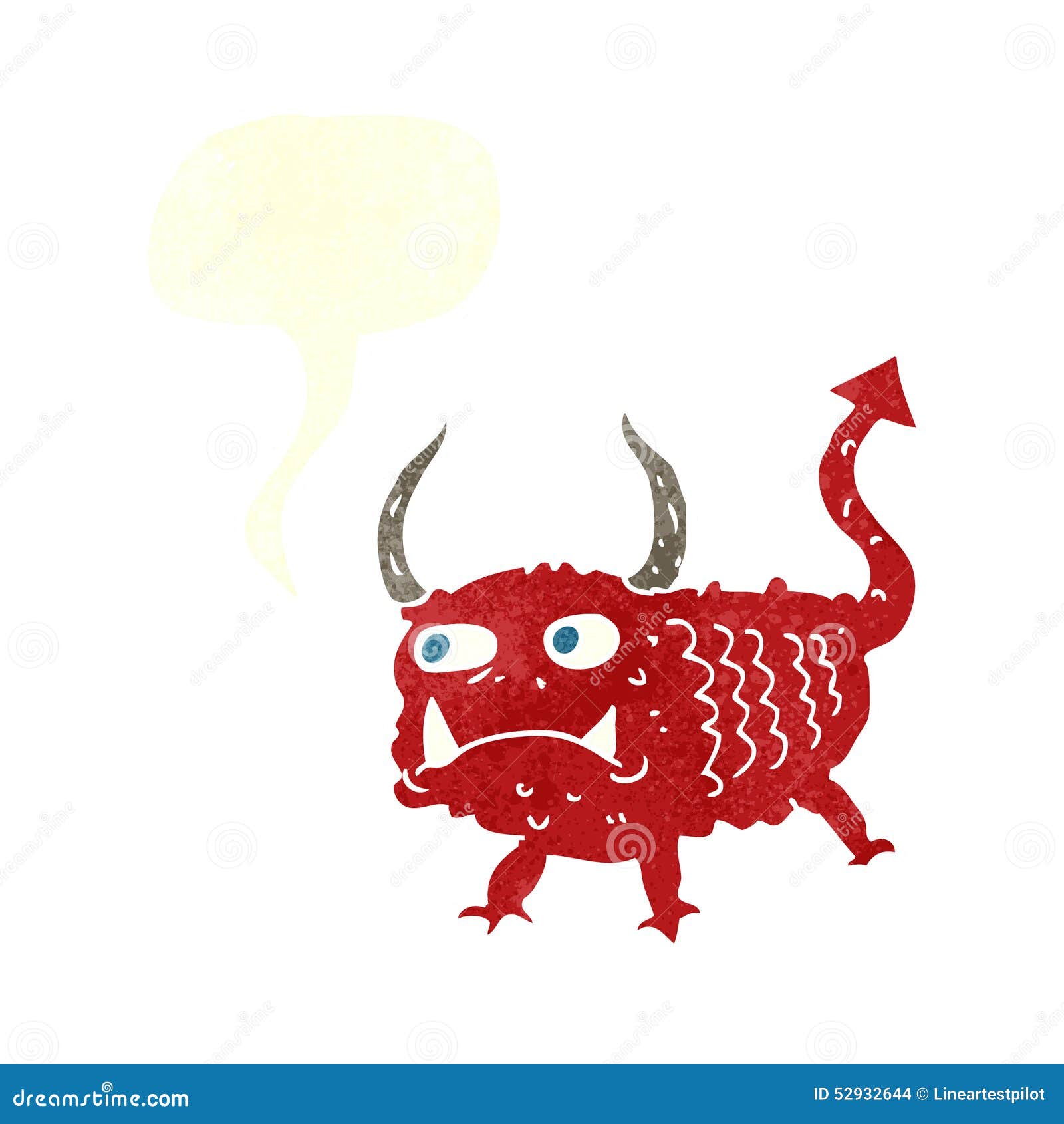Cartoon Little Demon with Speech Bubble Stock Illustration ...