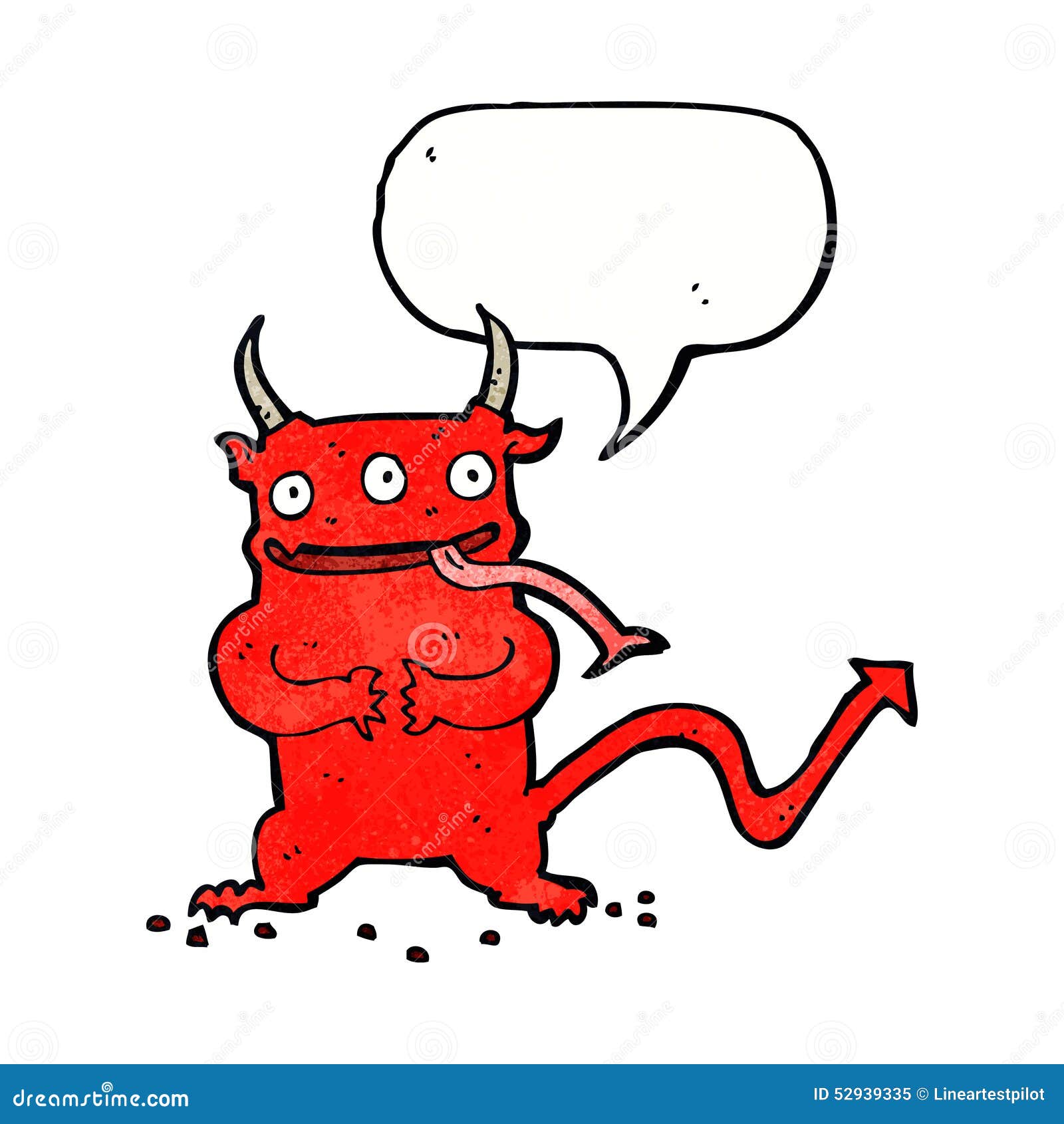Cartoon Little Demon with Speech Bubble Stock Illustration ...
