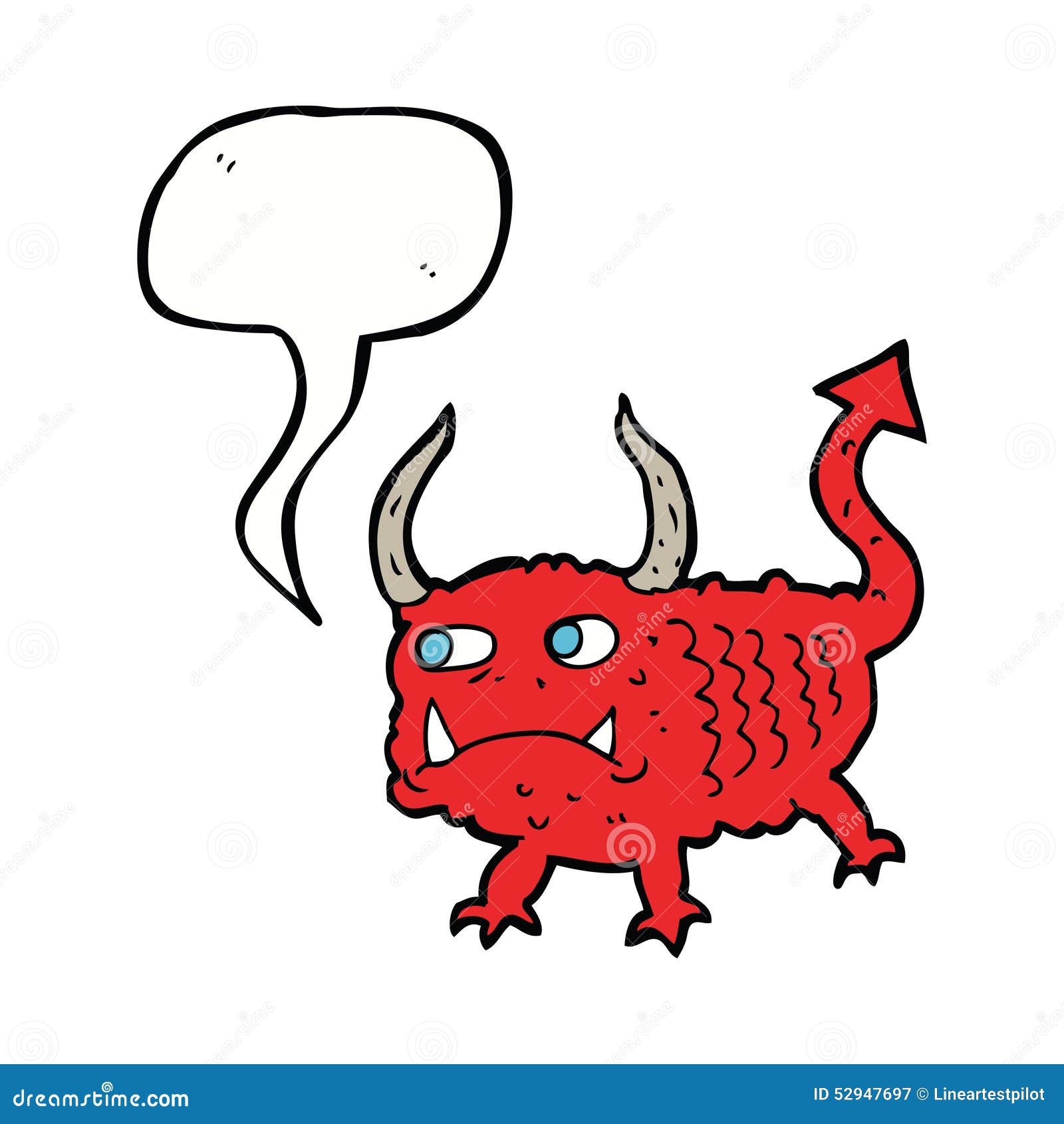 Cartoon Little Demon with Speech Bubble Stock Illustration ...