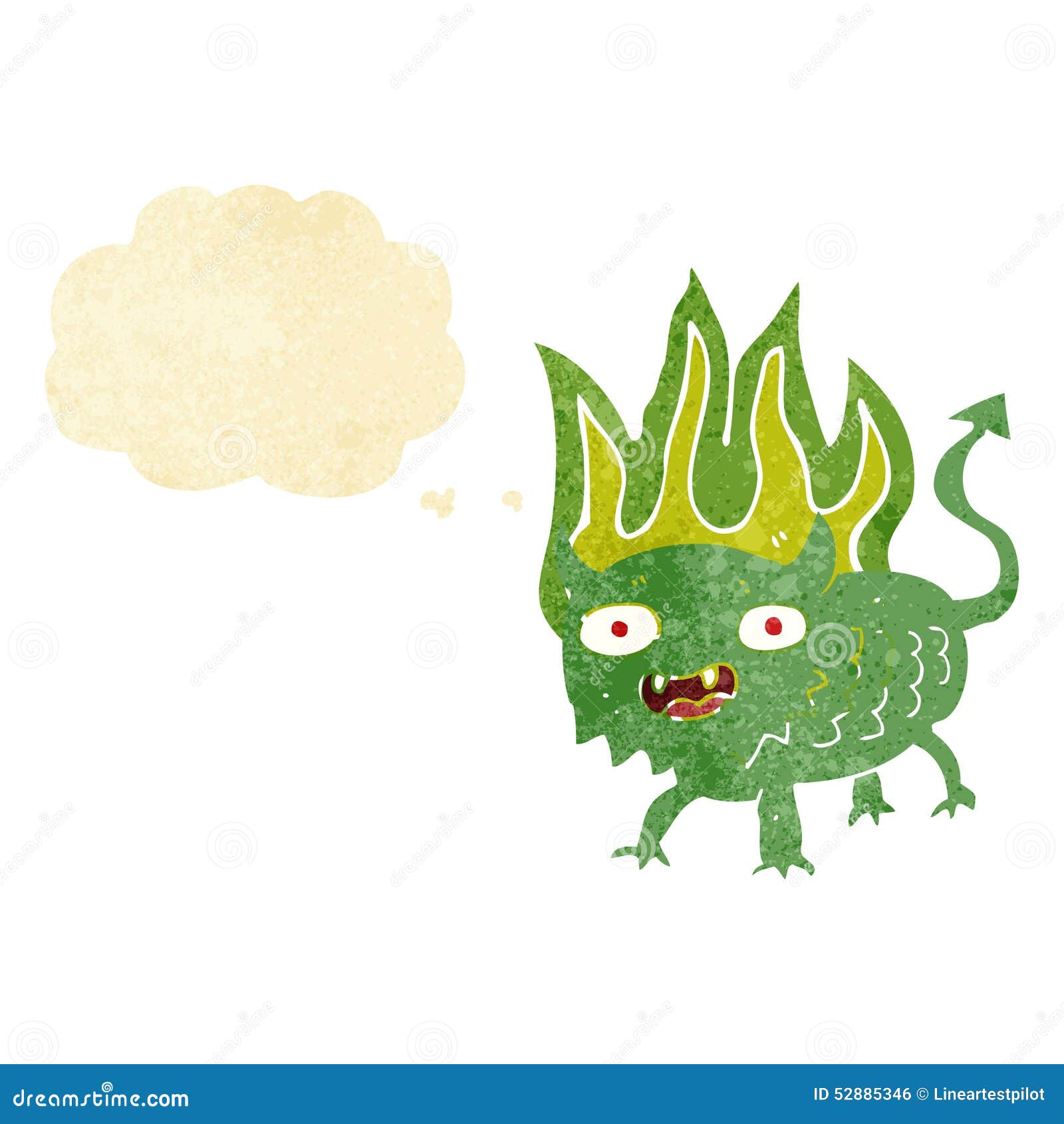 Cartoon Little Demon with Thought Bubble Stock Illustration ...