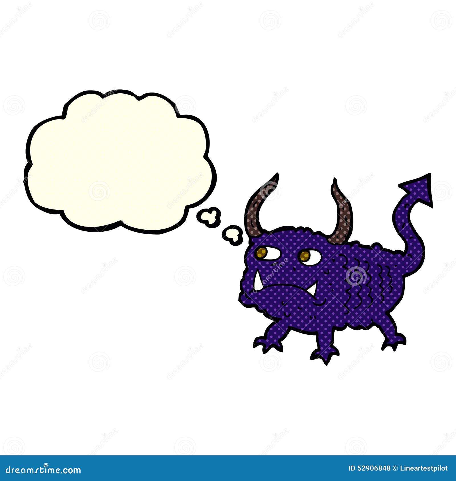 Little Demon Cartoon. Kawaii Smiling Cute Demon With Horns In A Red ...