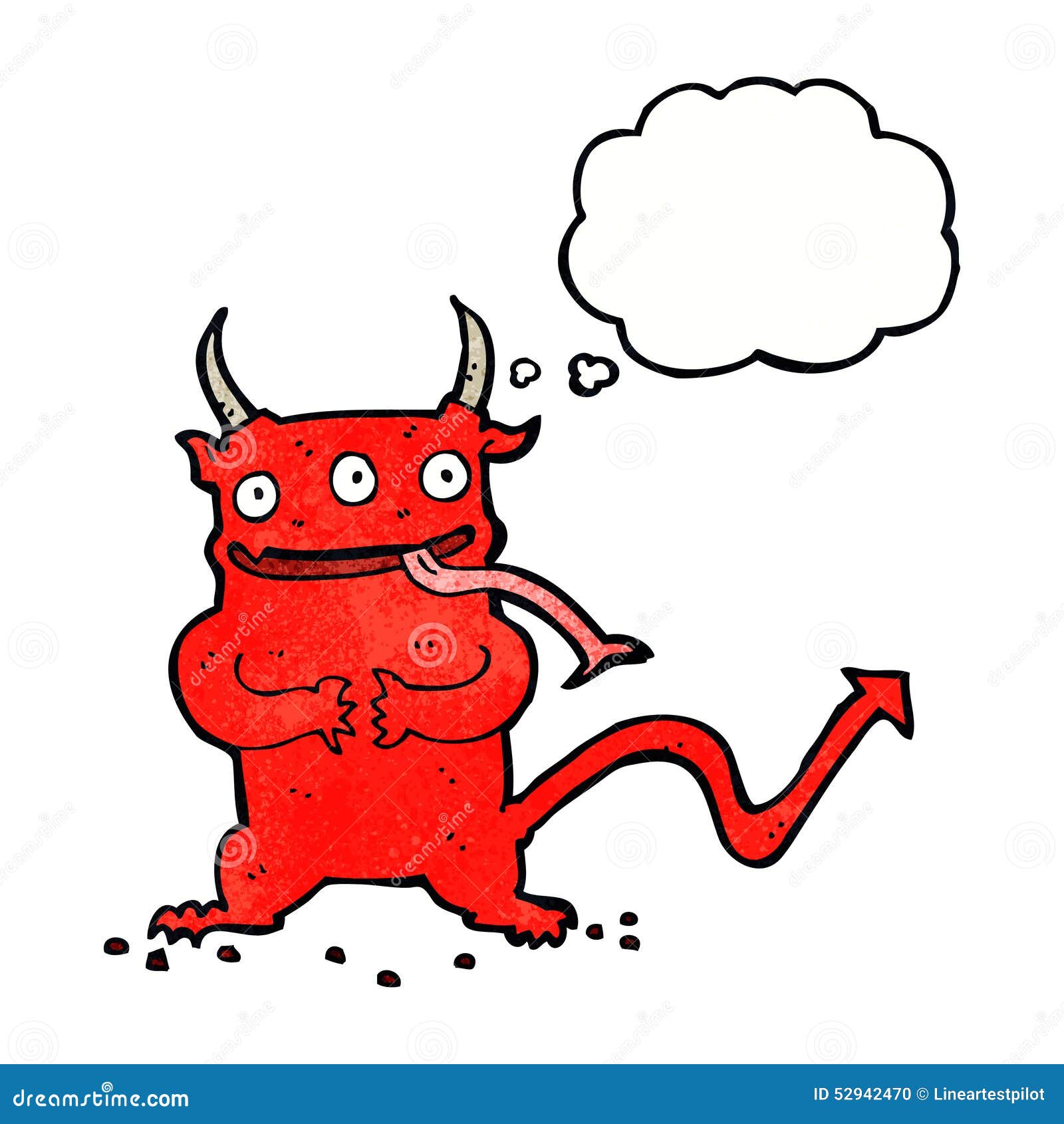 Cartoon Little Demon with Thought Bubble Stock Illustration ...