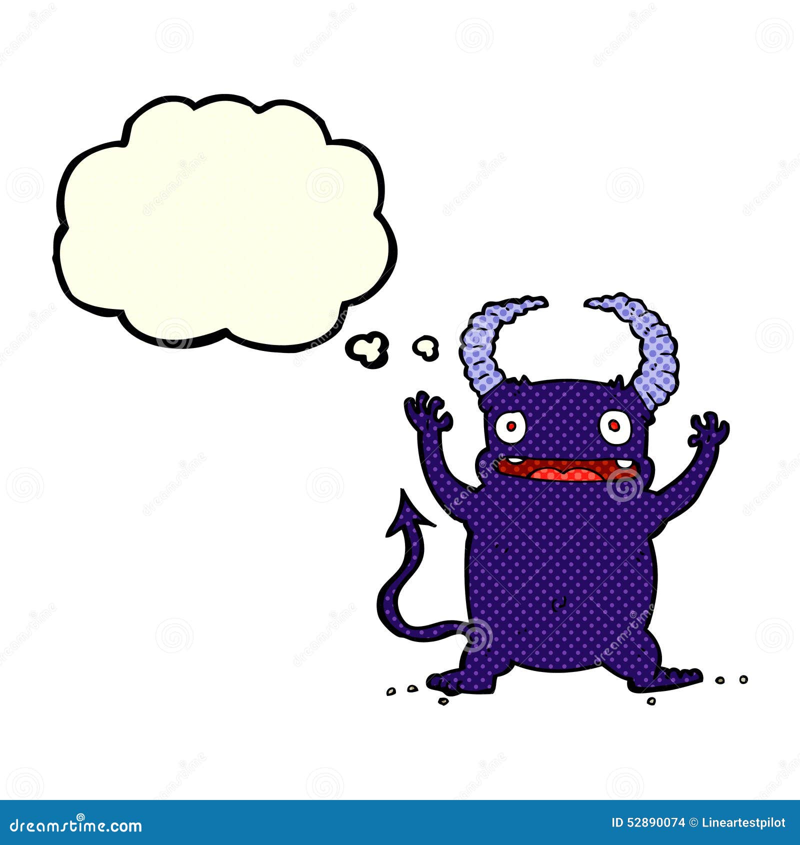 Cartoon Little Devil with Thought Bubble Stock Illustration ...