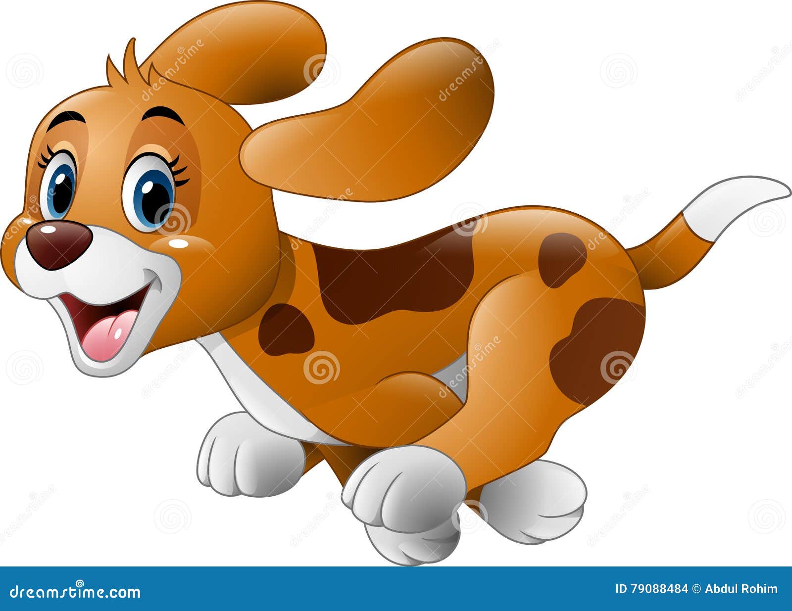 Cartoon little dog running stock vector. Illustration of smile - 79088484