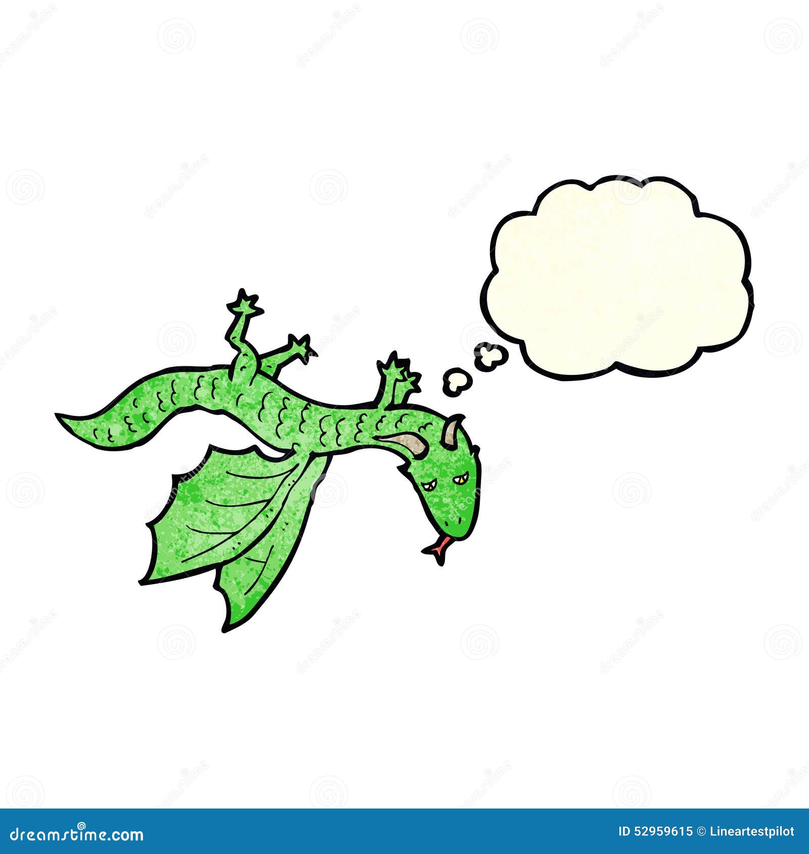 Cartoon Little Dragon with Thought Bubble Stock Illustration ...