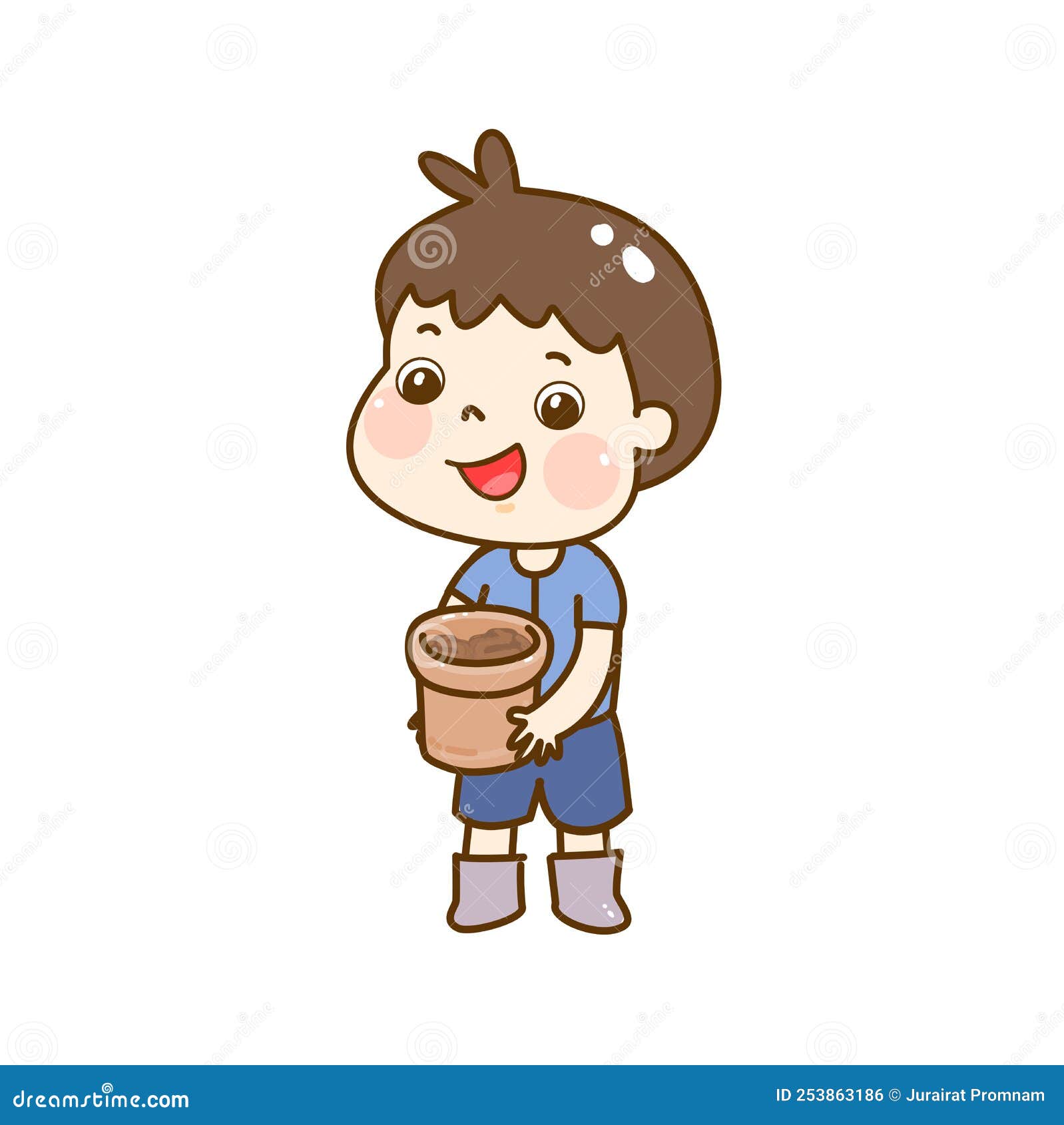 Cartoon Little Farmer Character. Stock Illustration - Illustration of ...