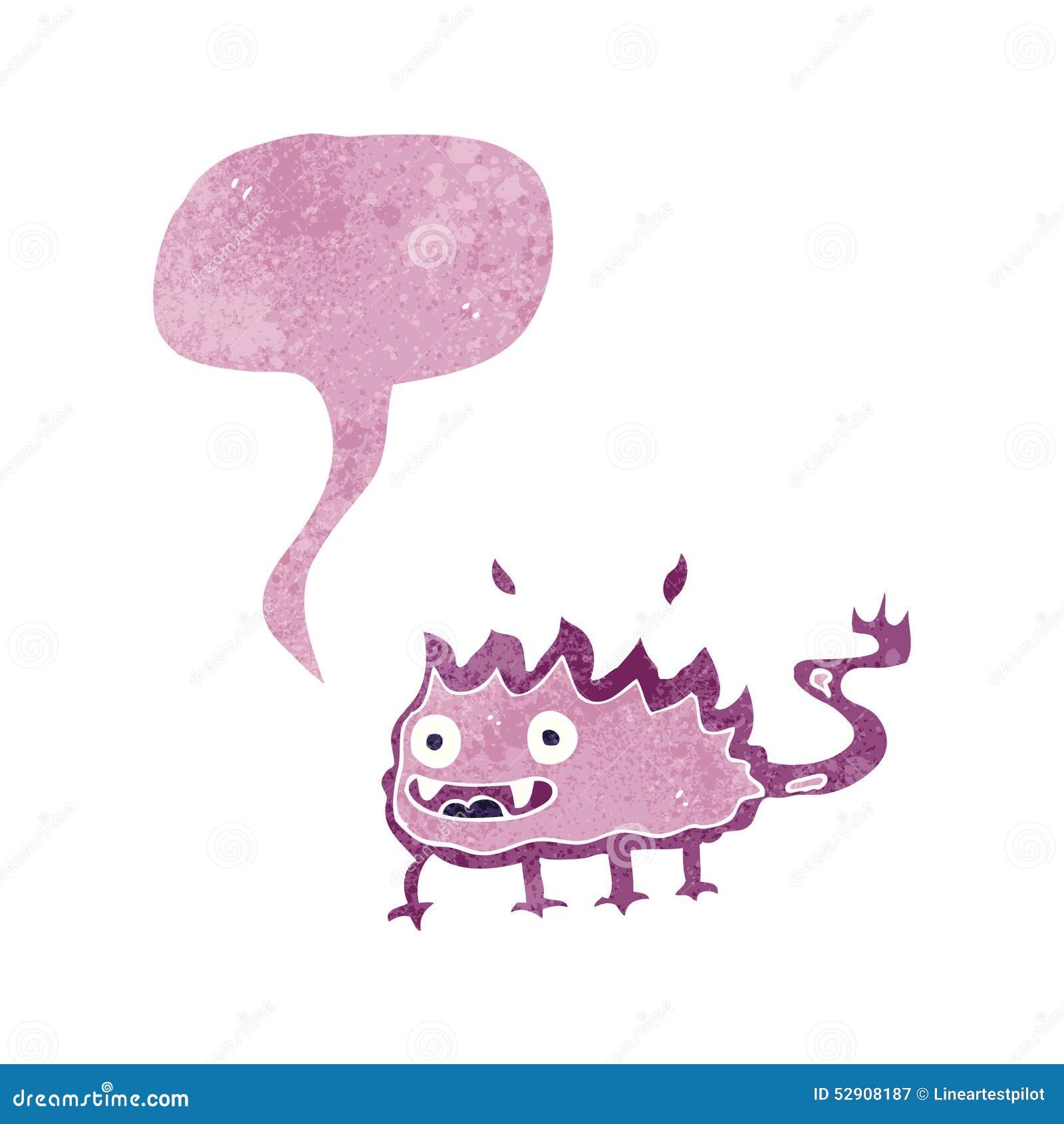Cartoon Little Fire Demon with Speech Bubble Stock Illustration ...
