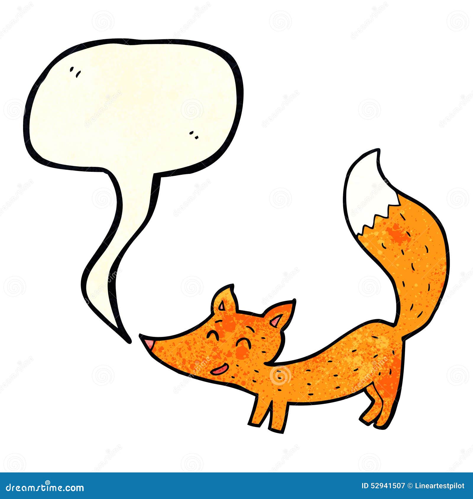 Cartoon Little Fox with Speech Bubble Stock Illustration - Illustration ...