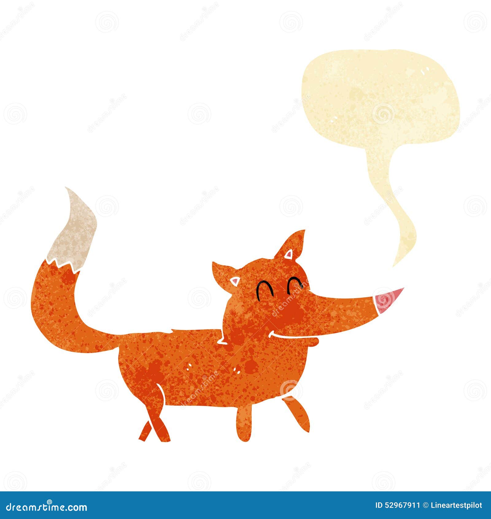 Cartoon Little Fox with Speech Bubble Stock Illustration - Illustration ...
