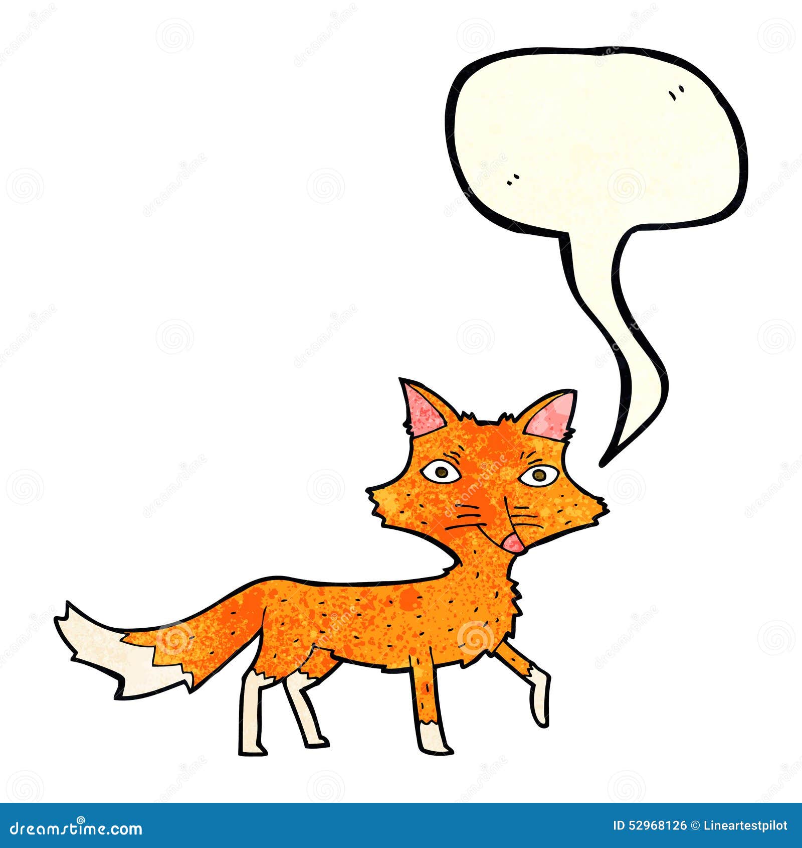 Cartoon Little Fox with Speech Bubble Stock Illustration - Illustration ...