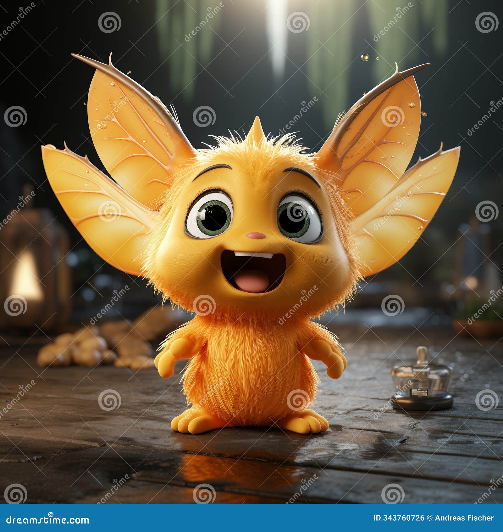 Cartoon Little Funny Pixie on Abstract Background. Stock Photo - Image ...