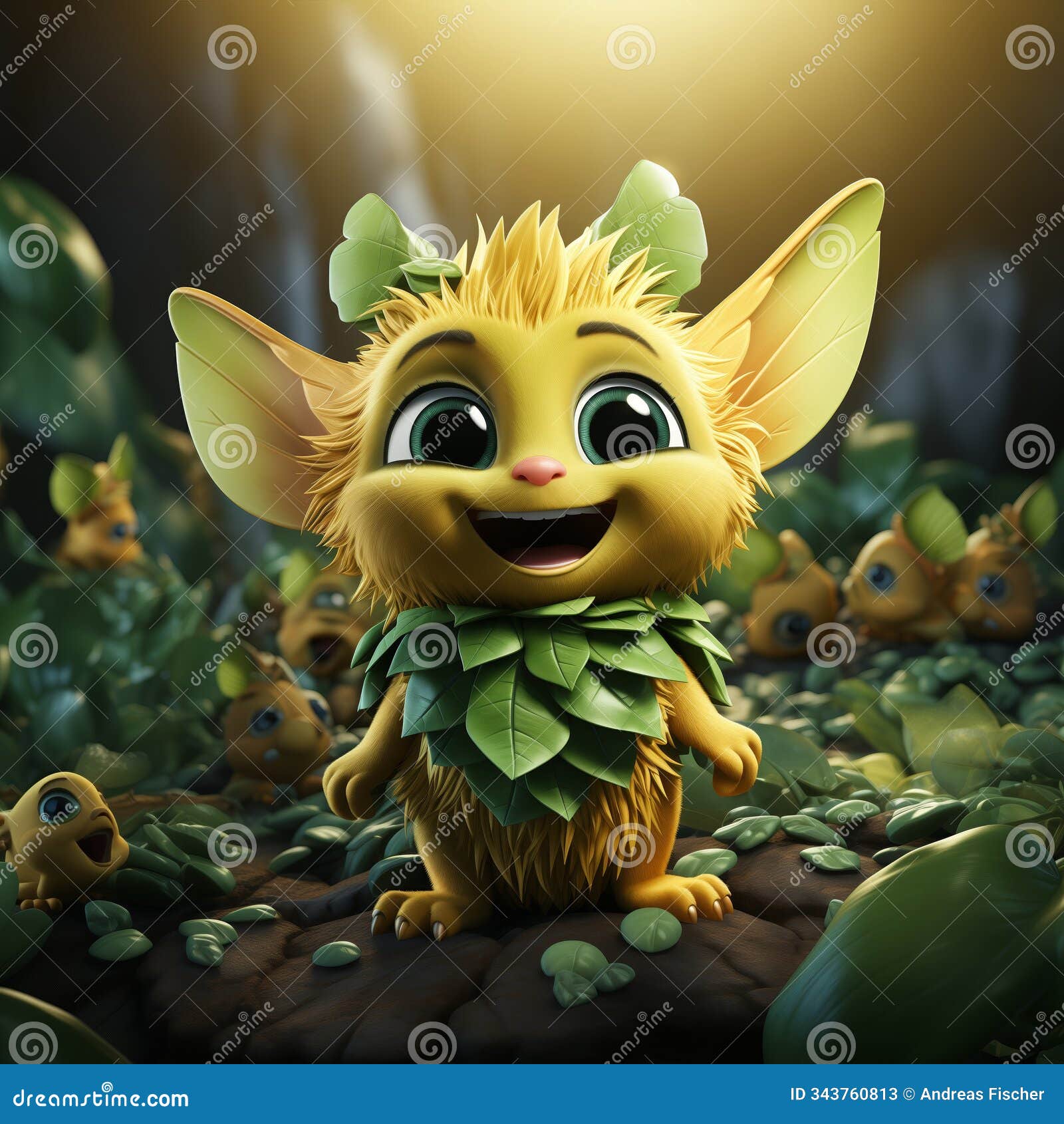 Cartoon Little Funny Pixie on Abstract Background. Stock Image - Image ...