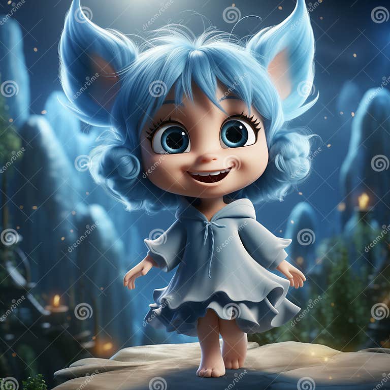 Cartoon Little Funny Pixie on Abstract Background. Stock Photo - Image of pixie, pleasure: 343762488