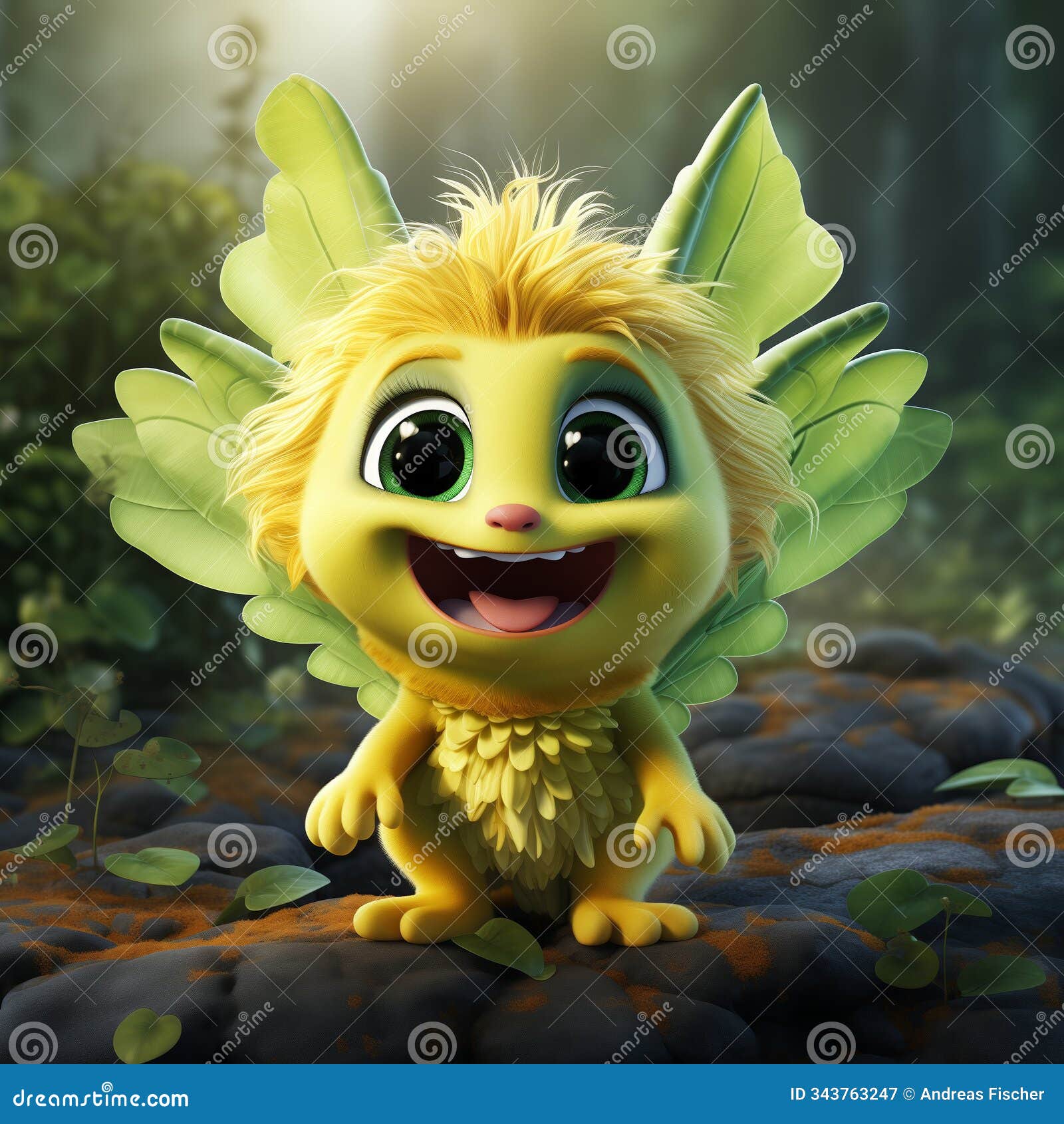 Cartoon Little Funny Pixie on Abstract Background. Stock Image - Image ...