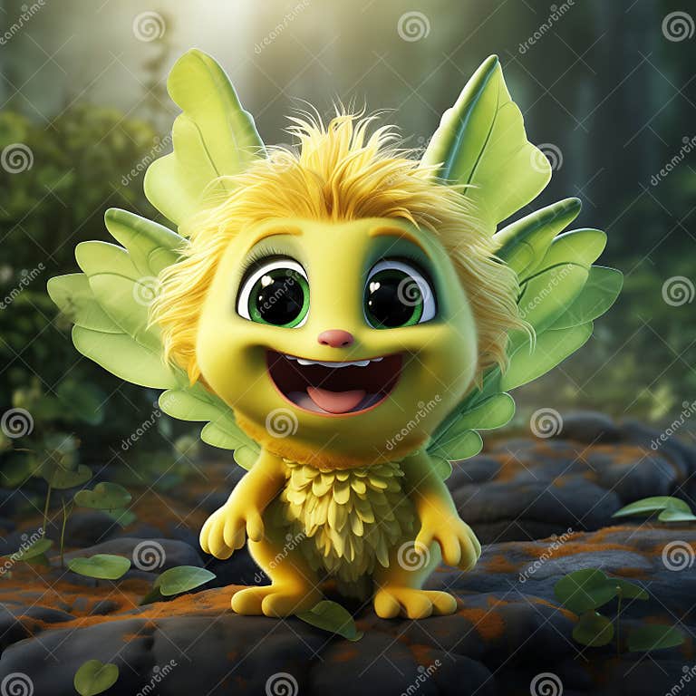Cartoon Little Funny Pixie on Abstract Background. Stock Image - Image of pretty, humor: 343763247