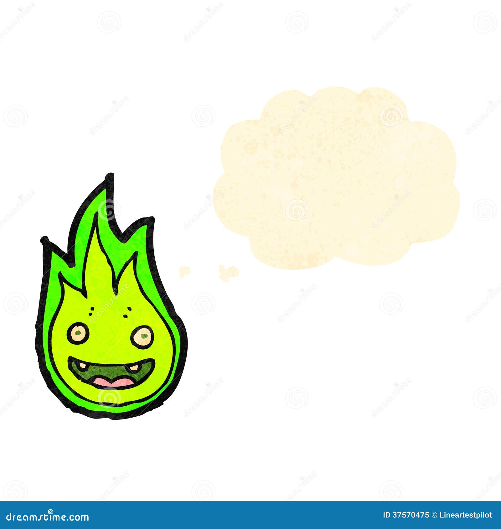 Cartoon little green flame stock vector. Illustration of quirky - 37570475