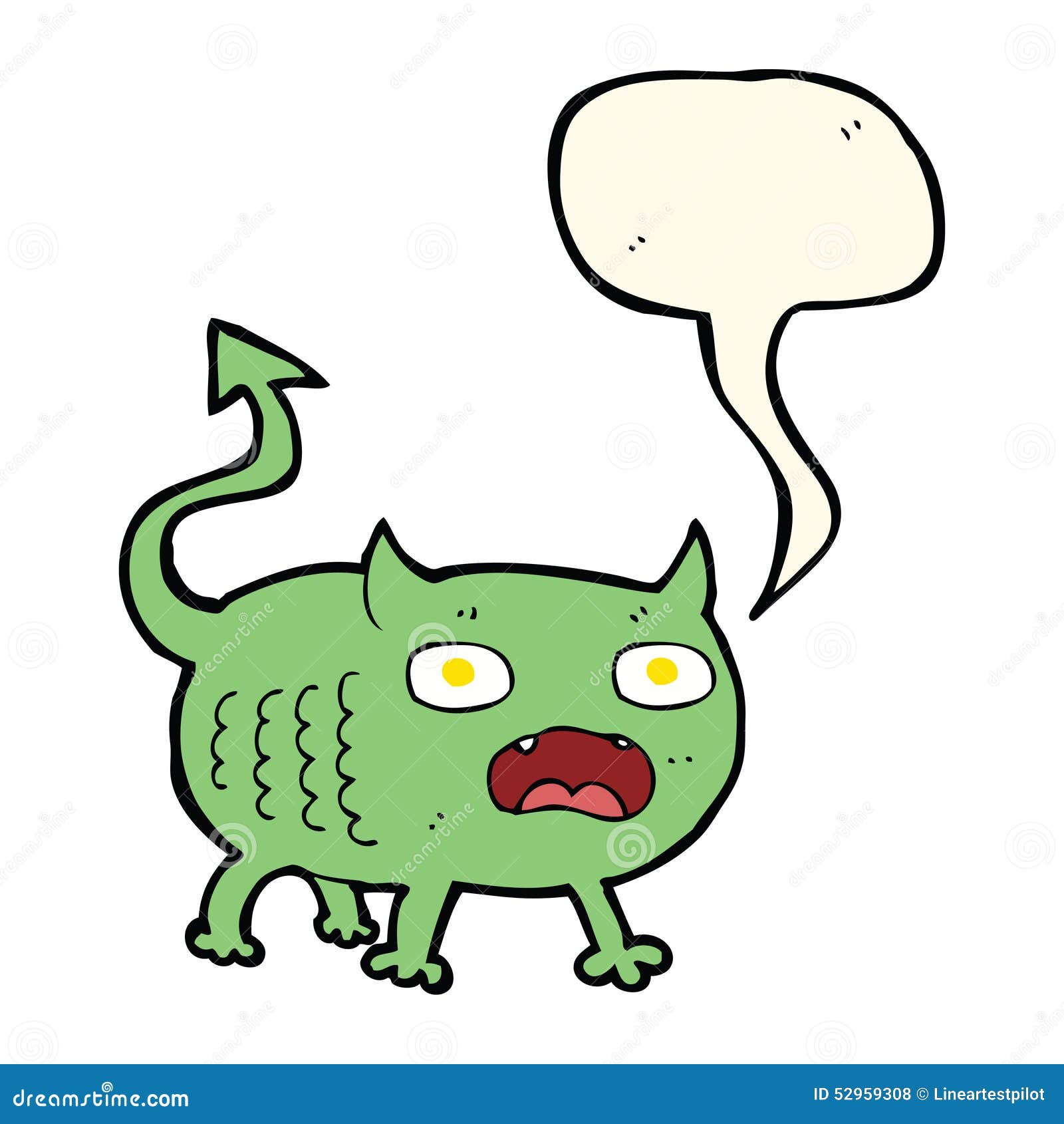 Cartoon Little Imp with Speech Bubble Stock Illustration - Illustration ...