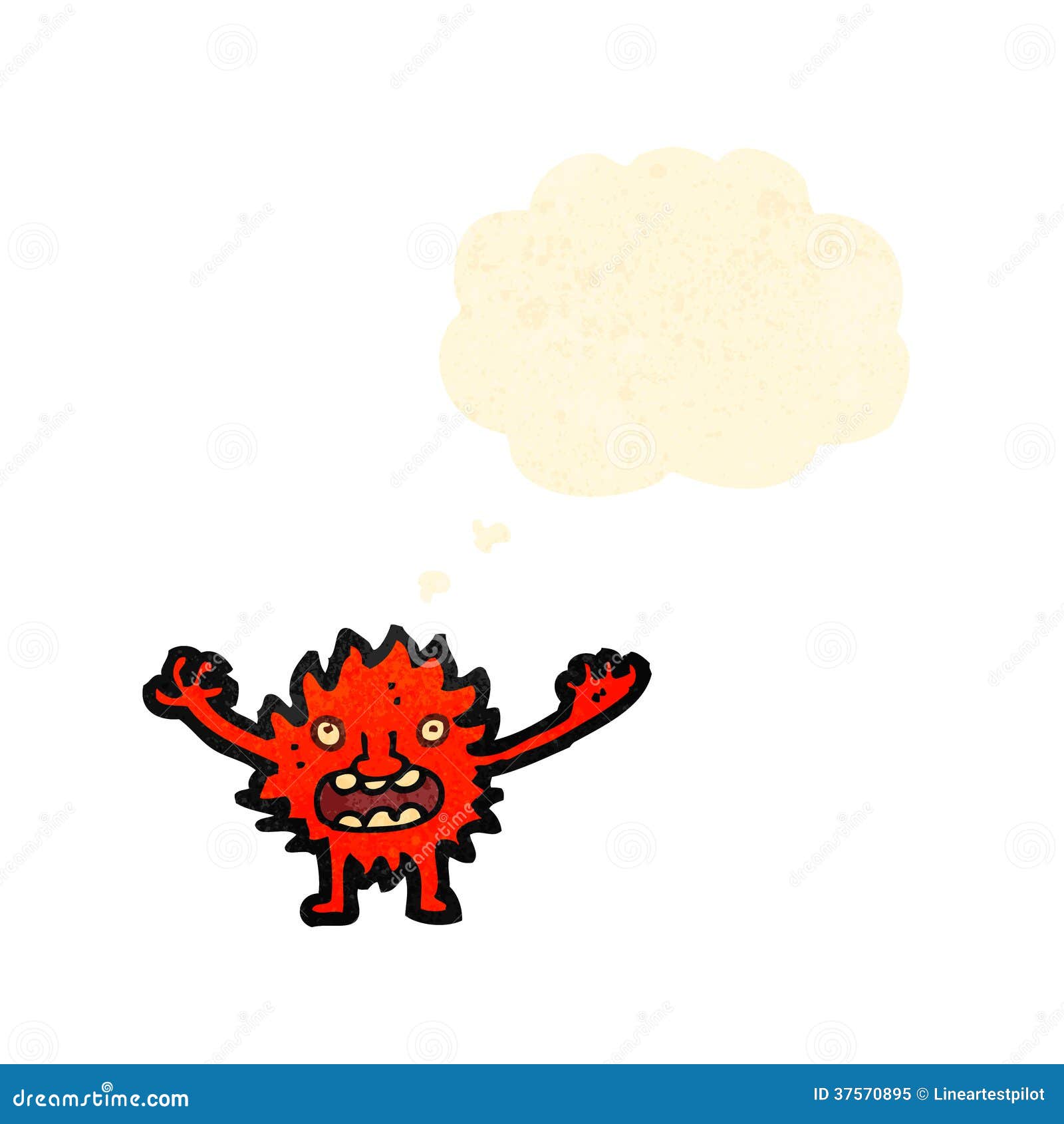 Cartoon Little Imp with Thought Bubble Stock Vector - Illustration of ...