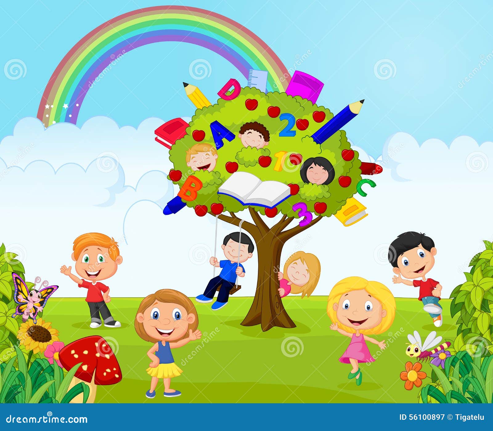 Cartoon Little Kid Playing Game in the Jungle Stock Vector ... Cartoon Little Kid Playing Game in the Jungle Stock Vector ...