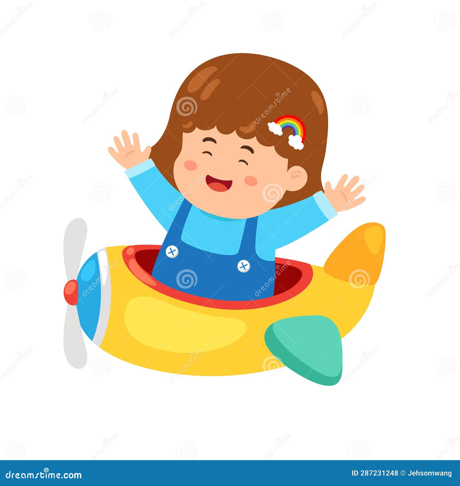 Cartoon Little Kid Riding Airplane Stock Illustration - Illustration of ...