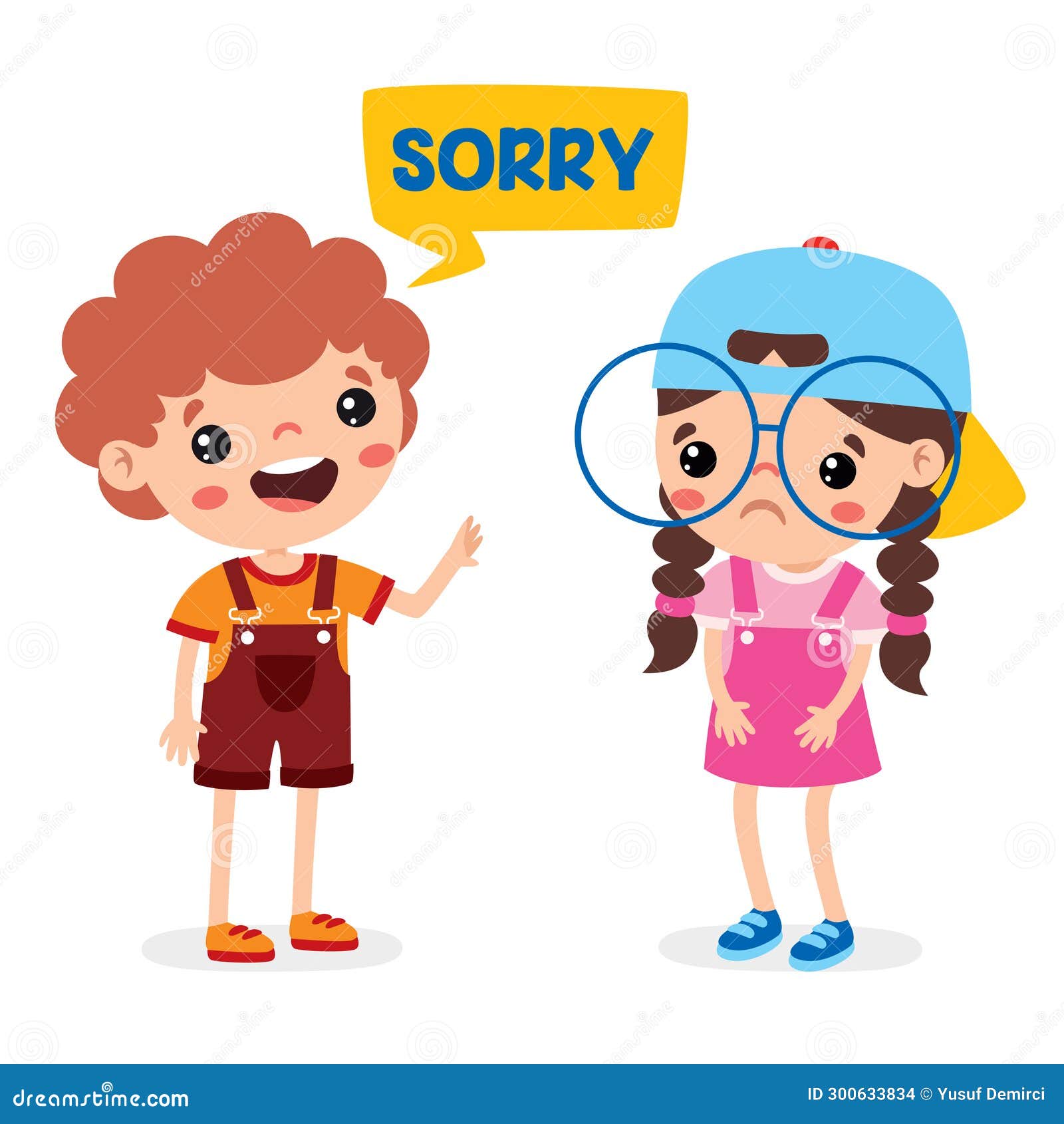 Cartoon Little Kid Saying Sorry Stock Illustration - Illustration of ...