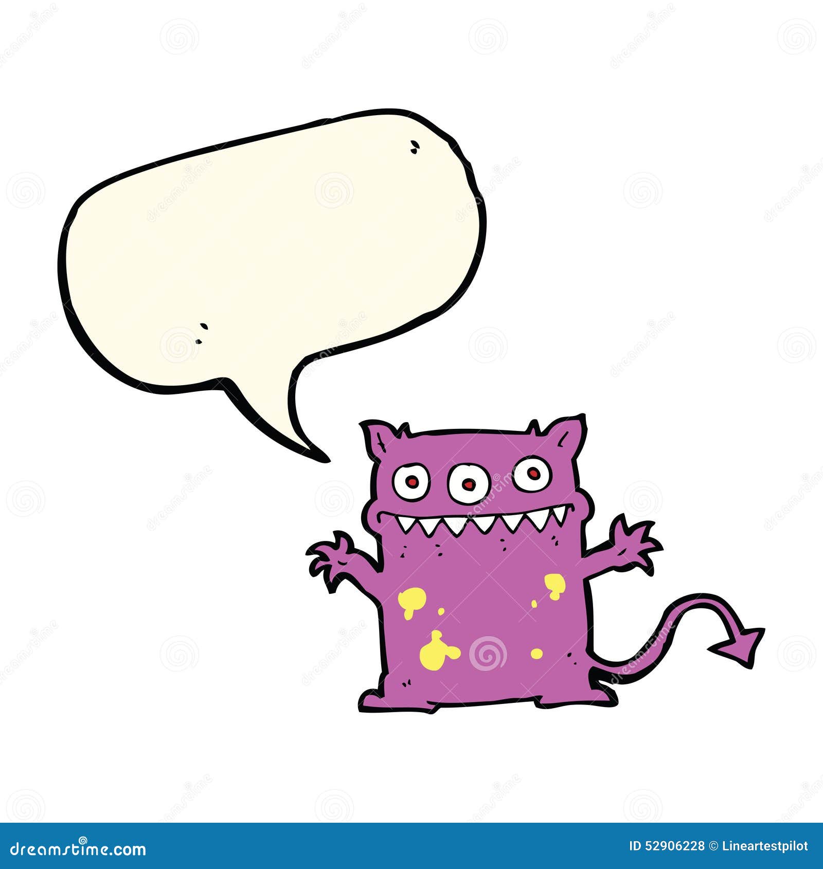 Cartoon Little Monster with Speech Bubble Stock Illustration ...