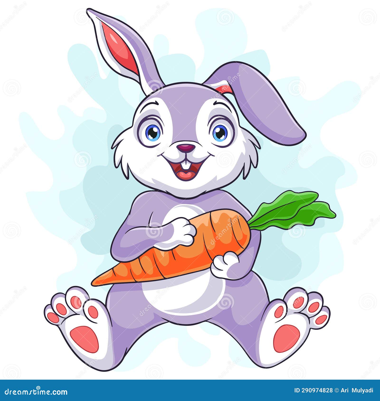 Cartoon Little Rabbit Holding a Carrot Stock Illustration ...