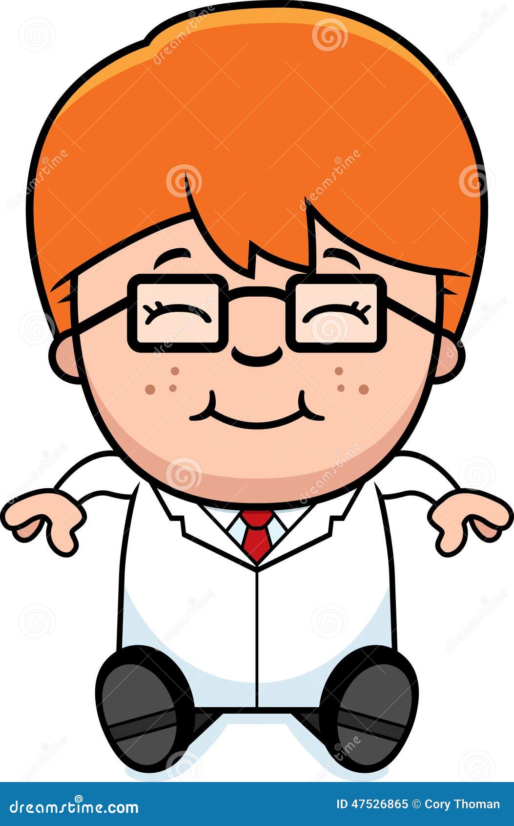 Cartoon Little Scientist Sitting Stock Vector - Illustration of resting ...