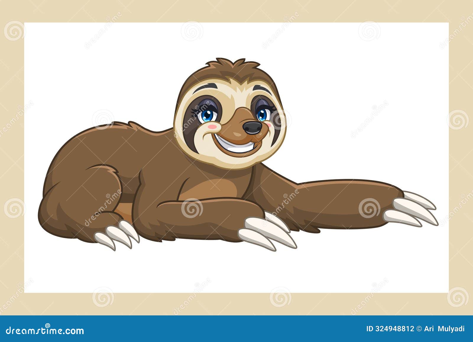 Cartoon Little Sloth Walking on White Background Stock Illustration ...