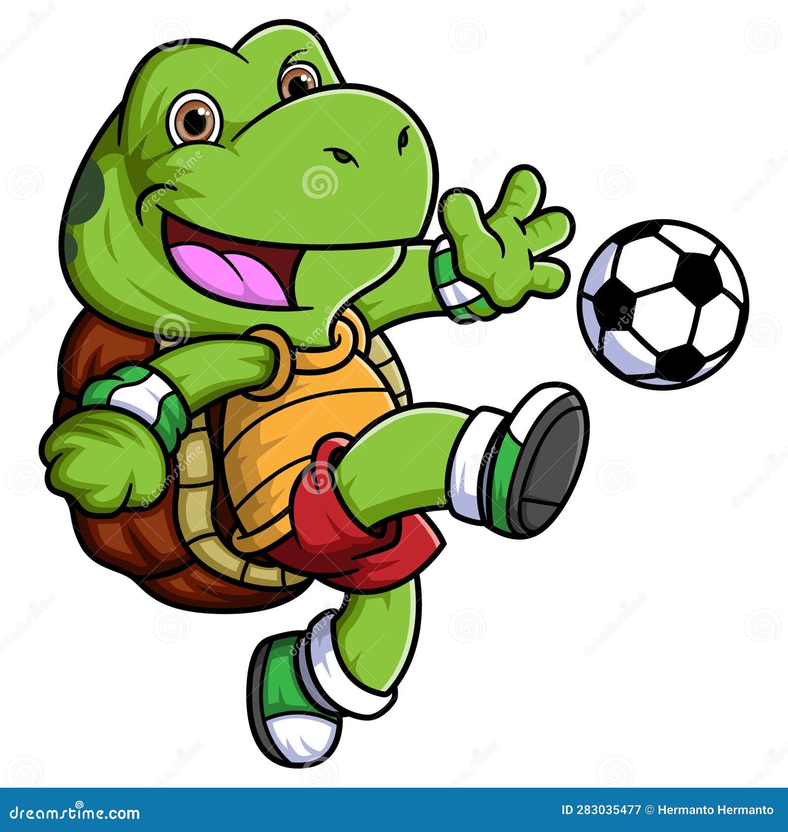 Cartoon Little Turtle Playing Soccer Stock Vector - Illustration of ...