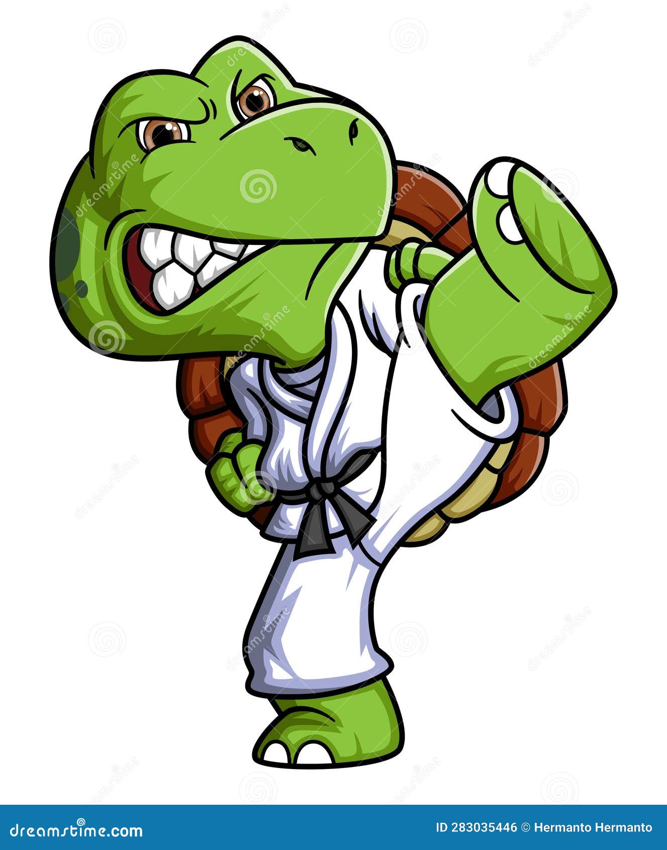 Cartoon Little Turtle Training Karate Stock Vector - Illustration of ...