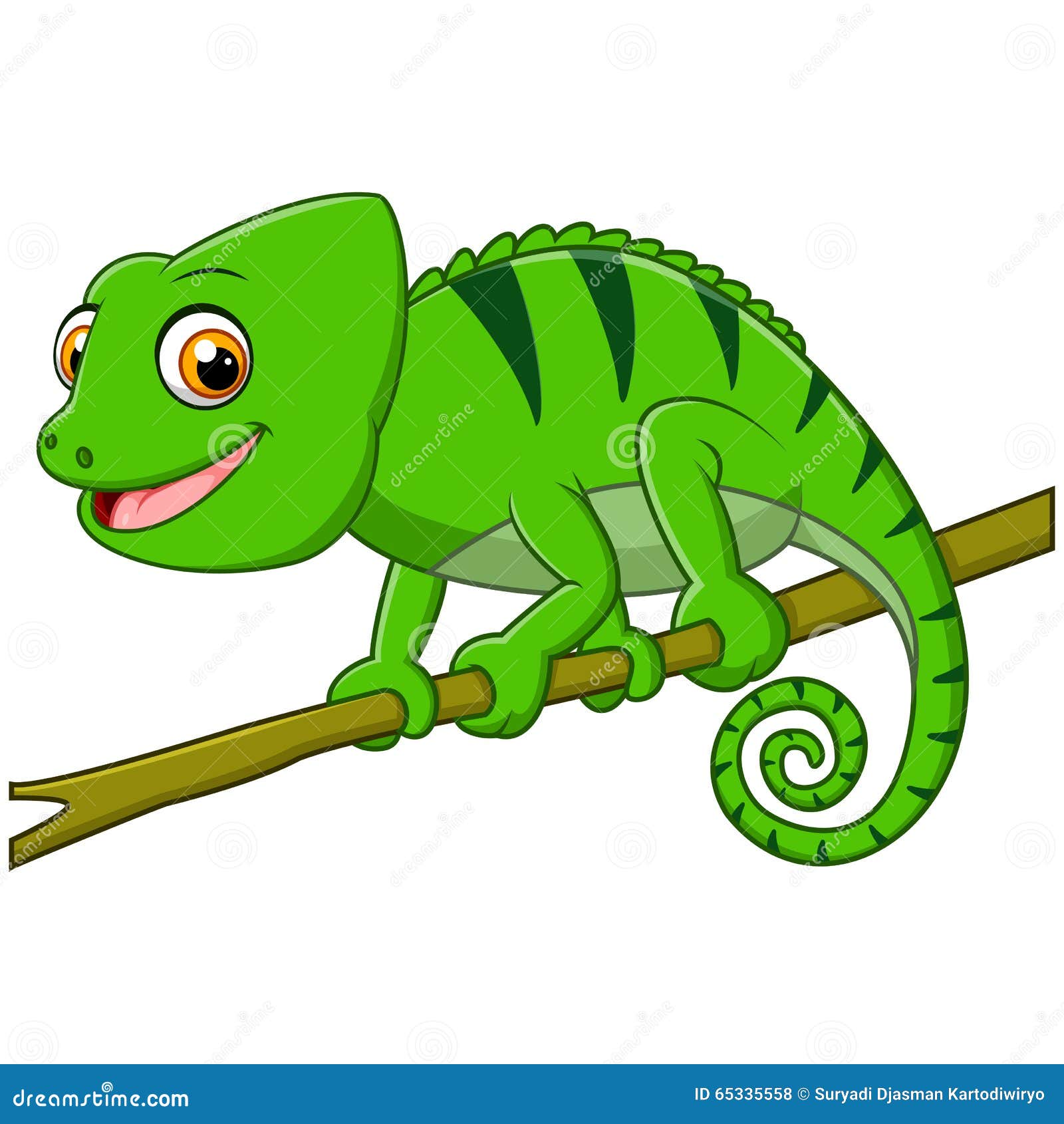 Cartoon lizard on branch stock vector. Illustration of grin - 65335558