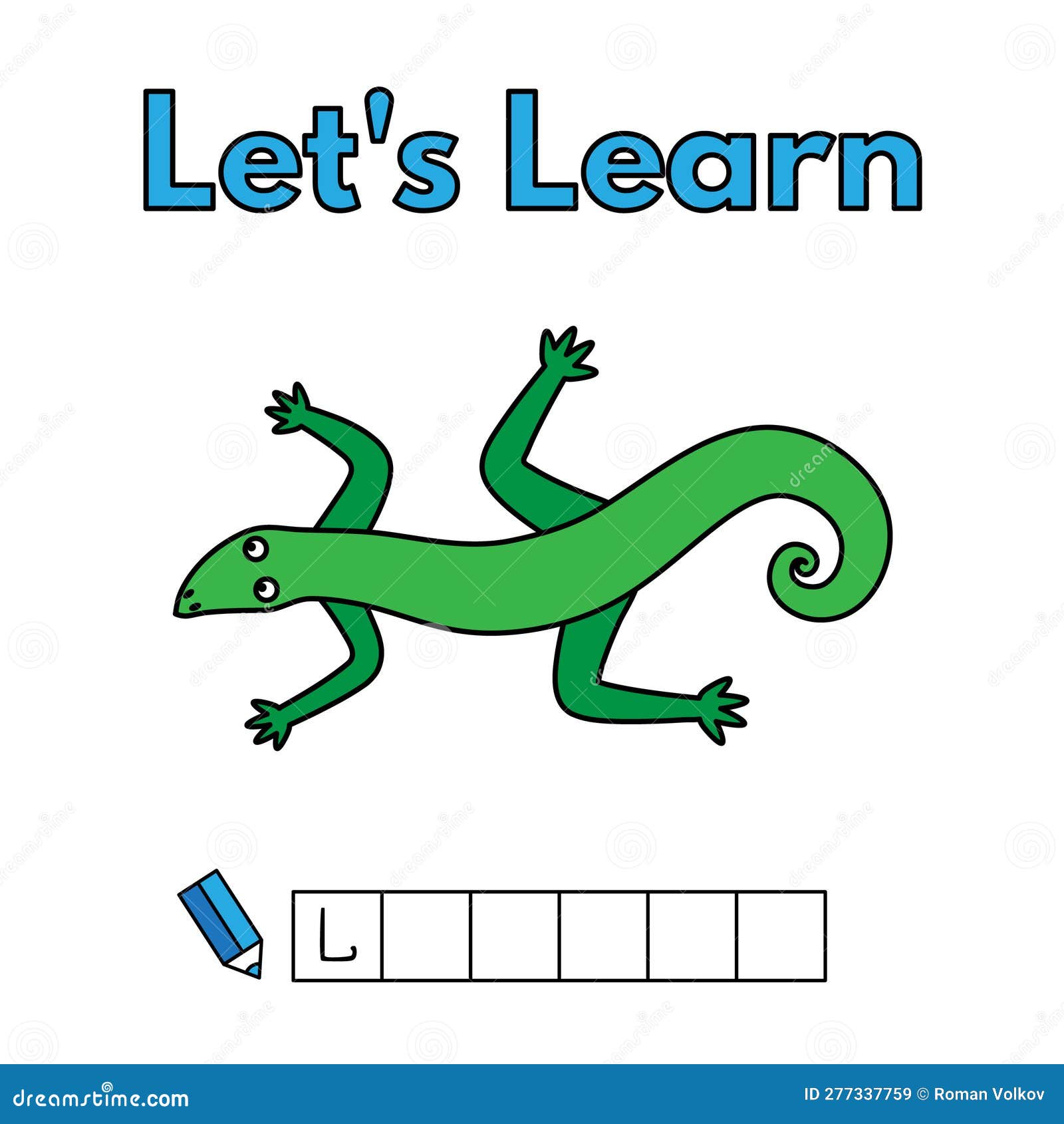 Cartoon Lizard Learning Game for Kids Stock Vector - Illustration of ...