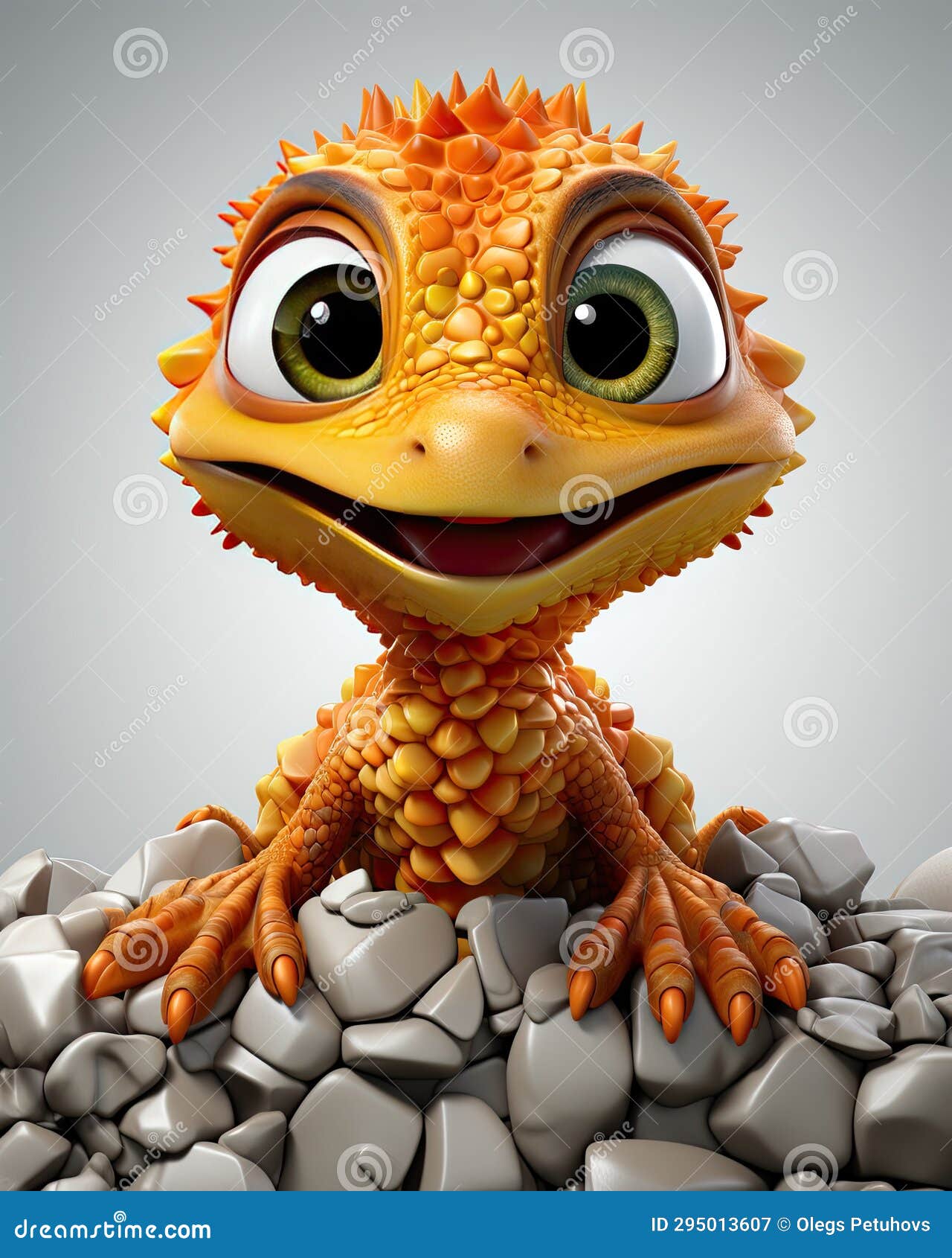 A Cartoon Lizard Sitting on Top of a Pile of Rocks. Generative Ai Stock ...