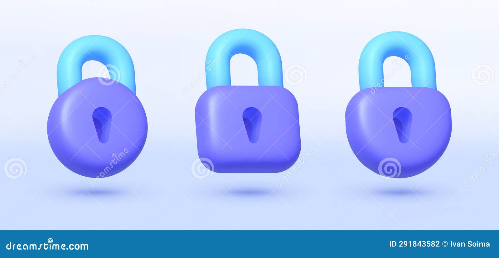 Cartoon Lock. Golden And Silver Metal Vintage Or Modern Padlock. Data ...