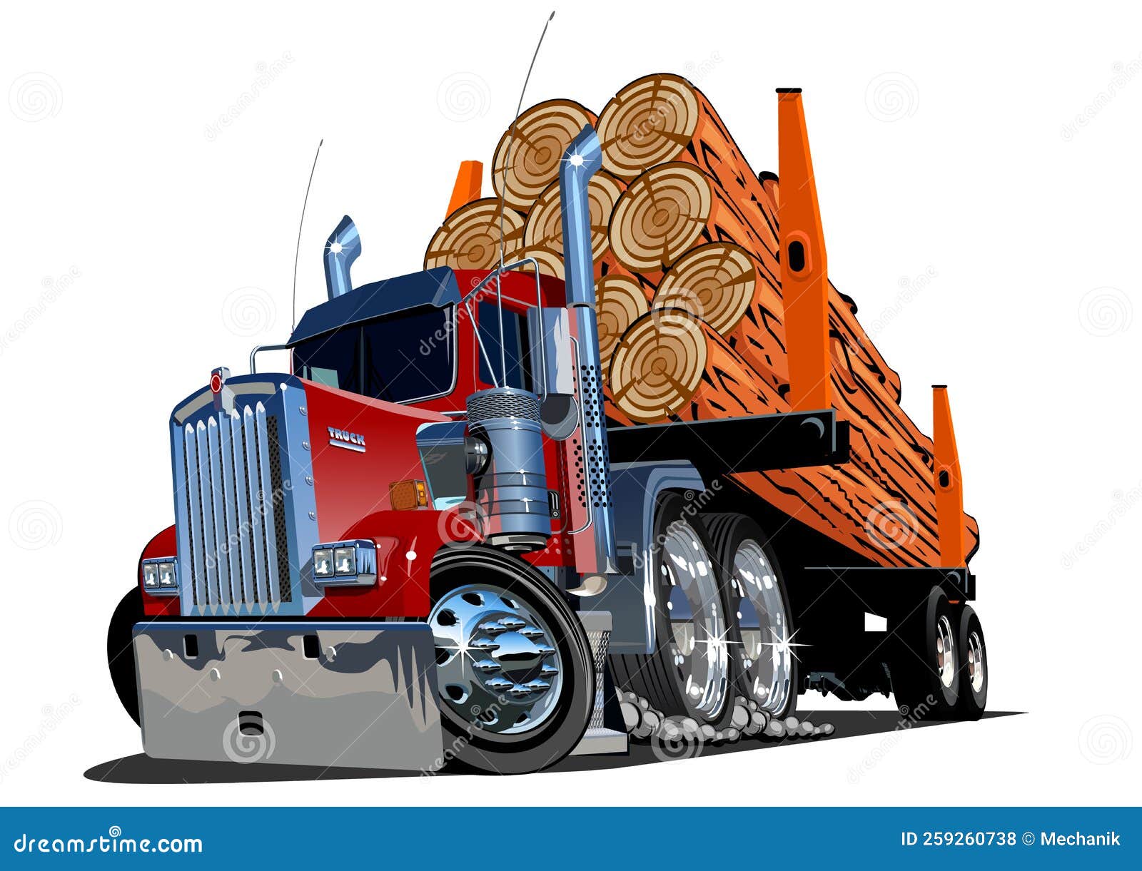 Cartoon logging truck stock vector. Illustration of cargo - 259260738