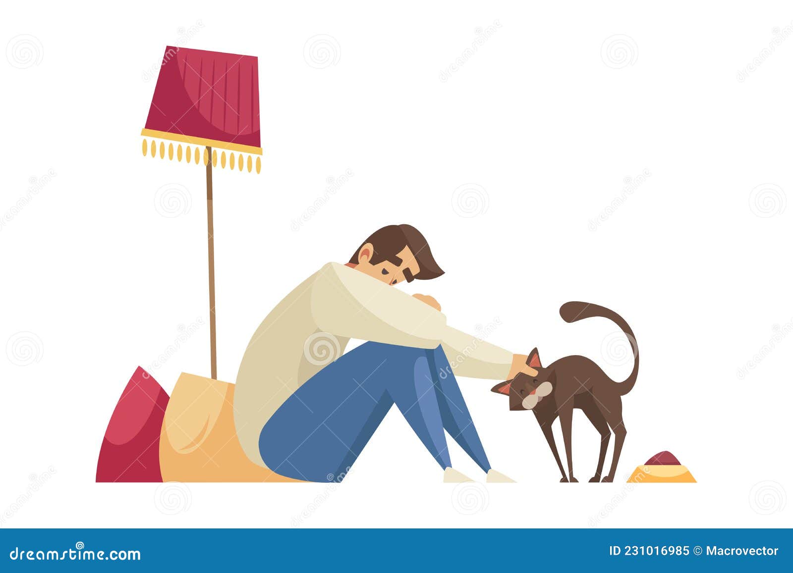Cartoon Lonely Man Composition Stock Vector - Illustration of social ...