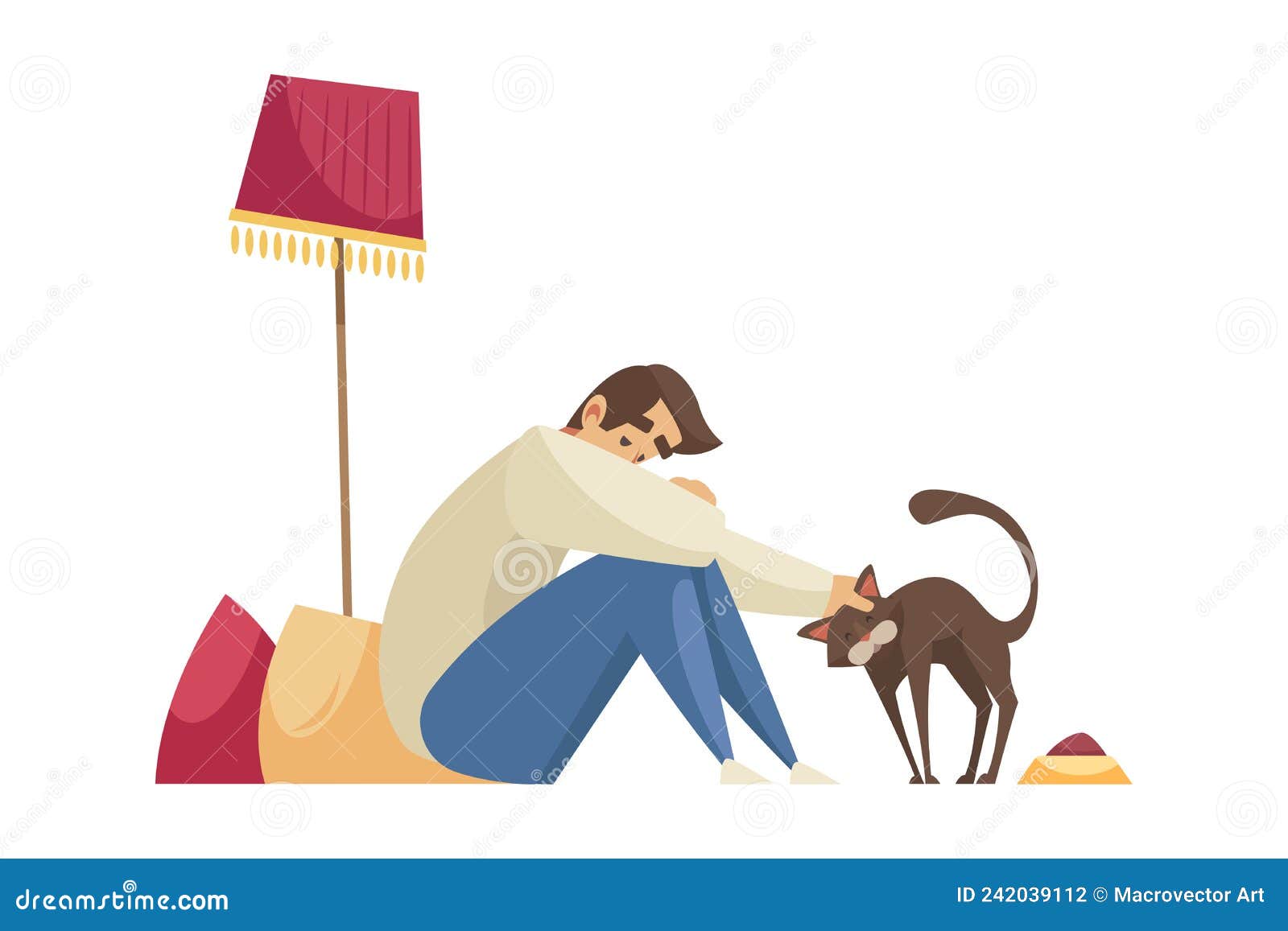 Cartoon Lonely Man Composition Stock Vector - Illustration of ...