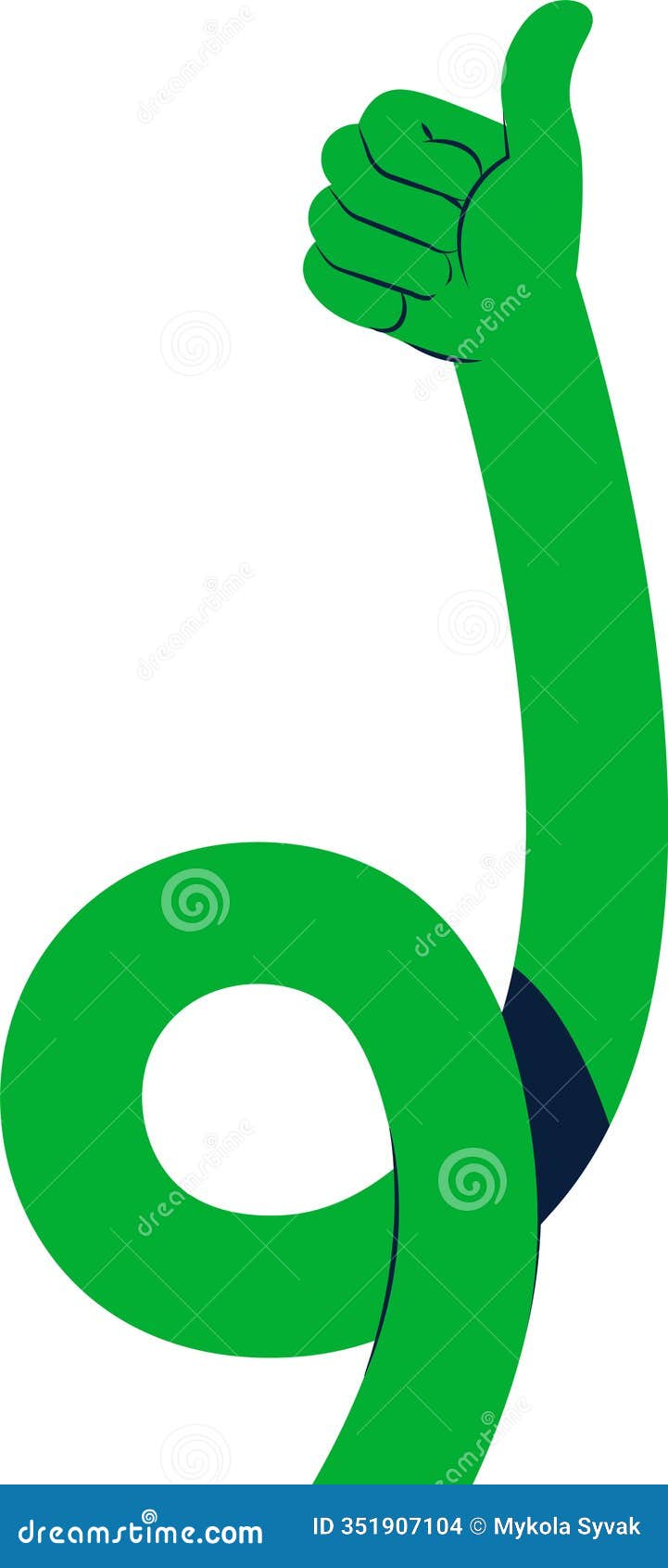 Cartoon Long Stretched Hand Thumb Up Stock Illustration - Illustration ...