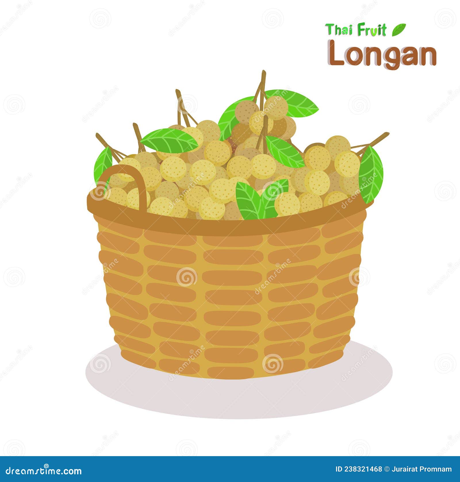 Cartoon Longan Thai Fruit Character Vector. Stock Vector - Illustration ...