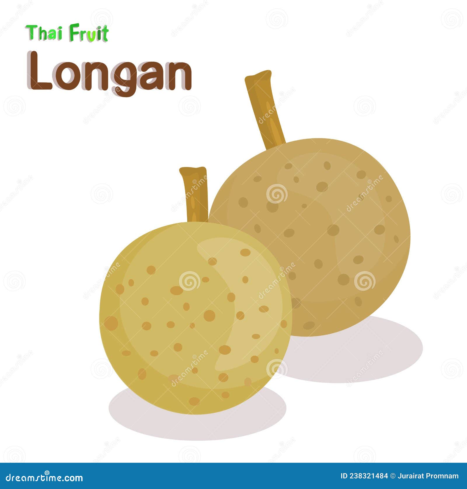 Cartoon Longan Thai Fruit Character Vector. Stock Vector - Illustration ...