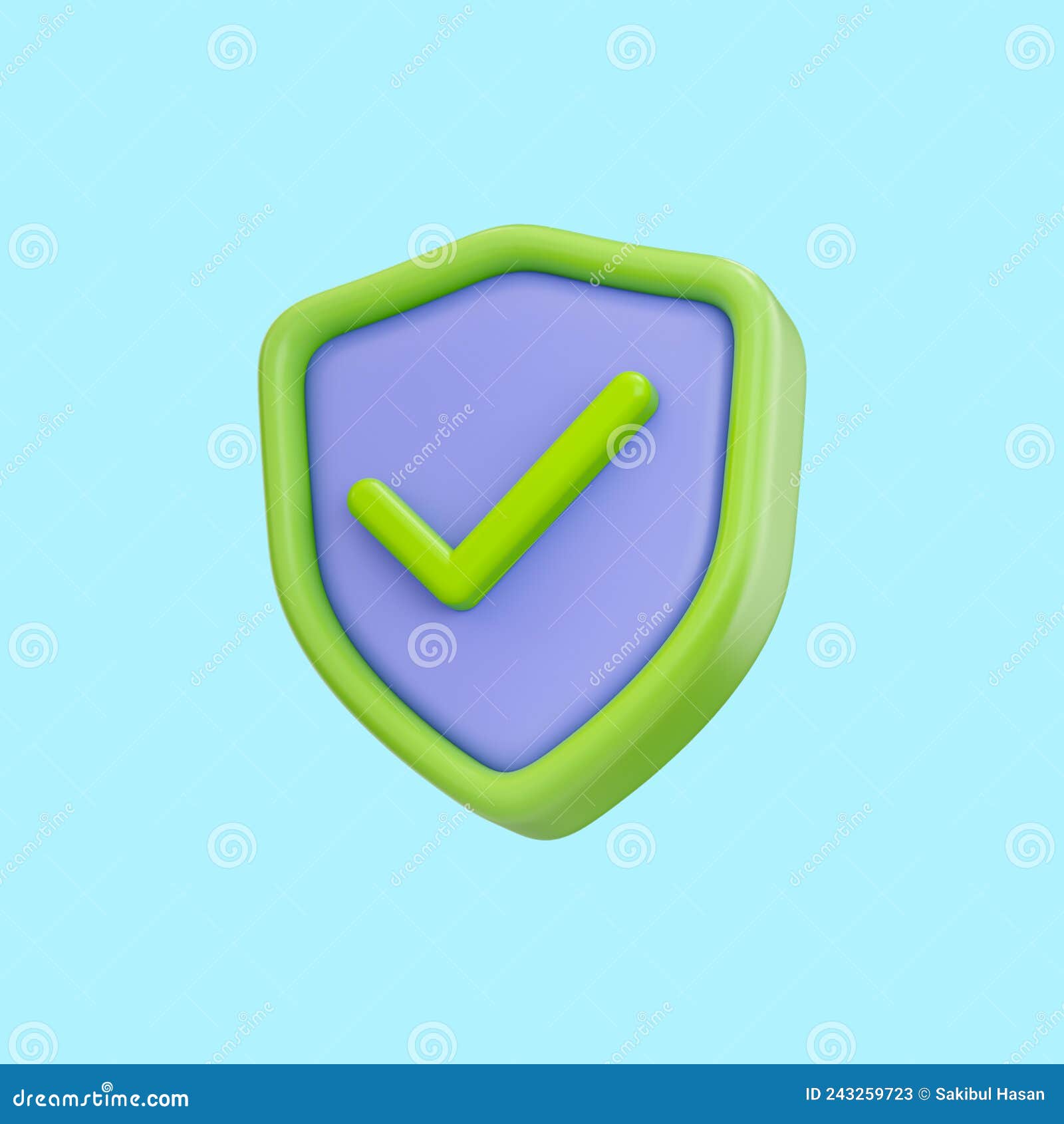 Cartoon Look Security Shield Check Mark Icon 3d Render Concept for Safe ...