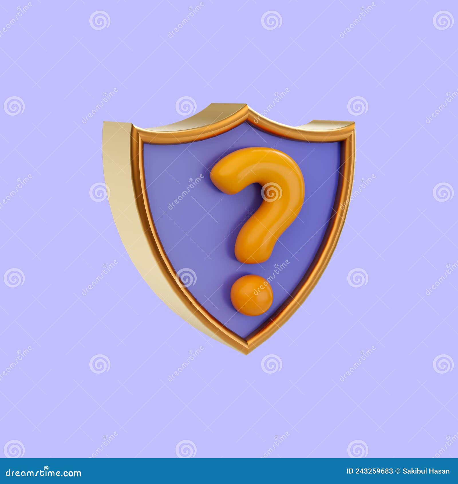 Cartoon Look Security Shield Question Mark Icon 3d Render Concept for ...
