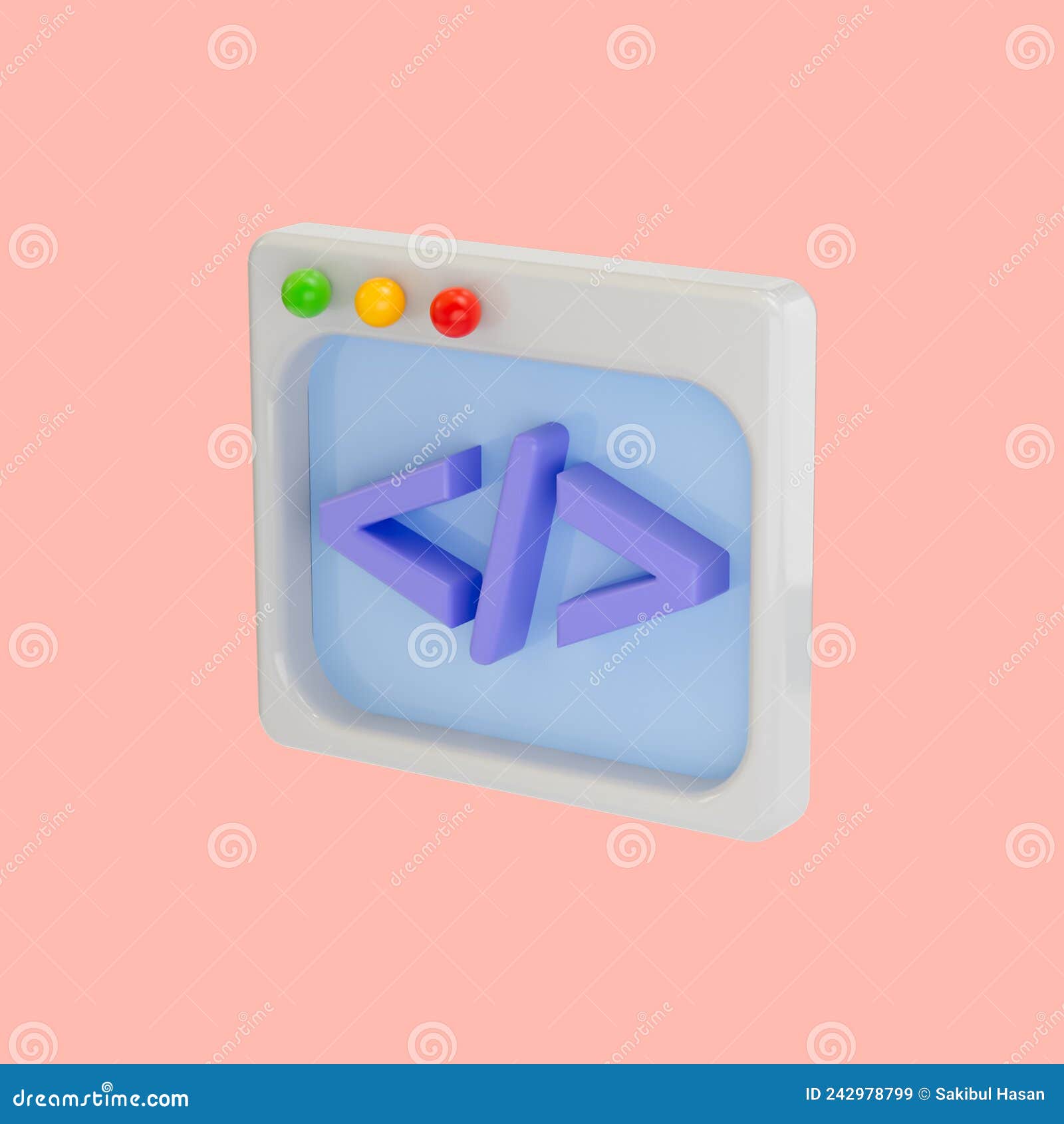 Cartoon Look Website Code Interface Icon 3d Render Concept for Web ...