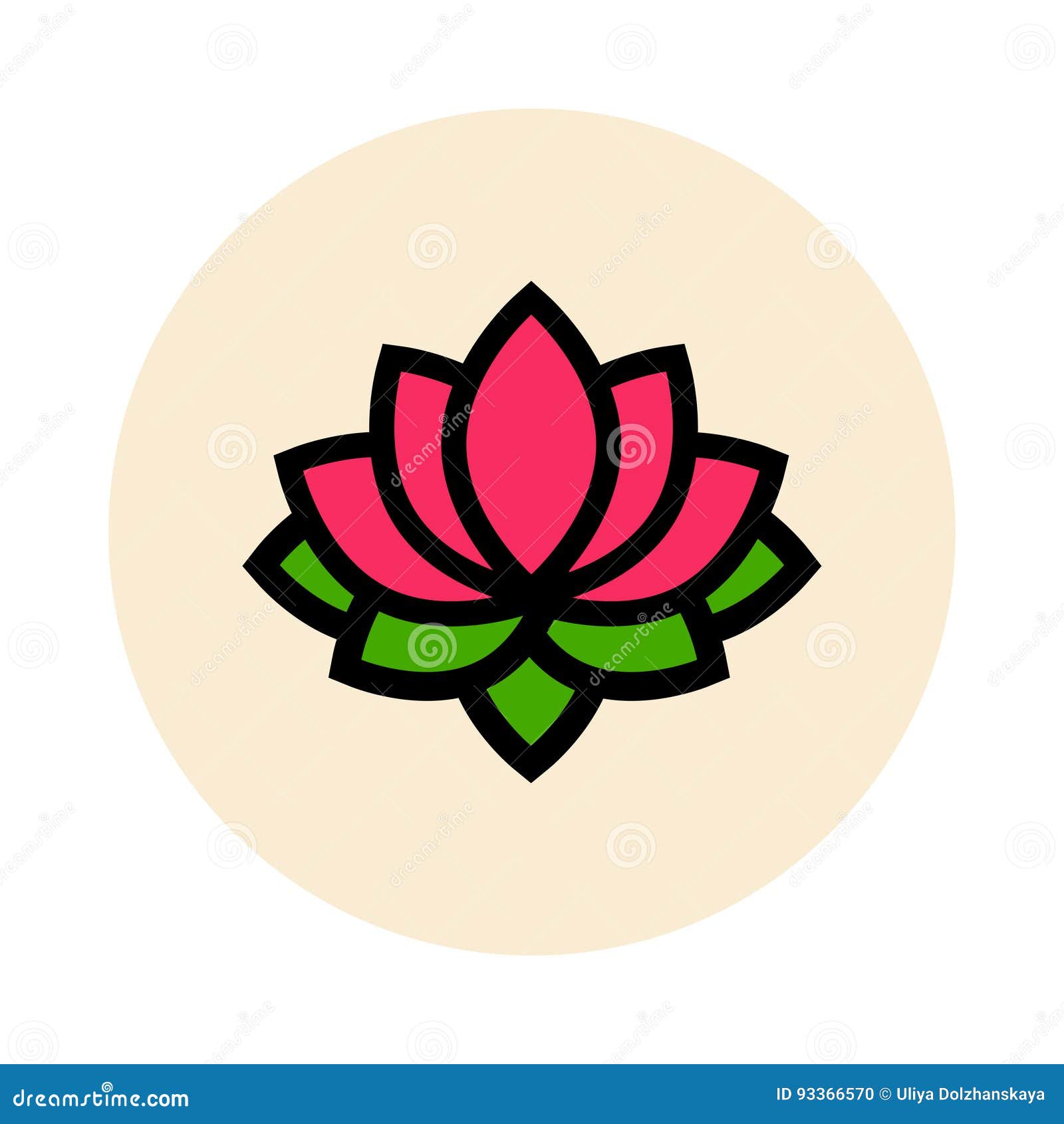 Cartoon lotus icon stock vector. Illustration of black - 93366570