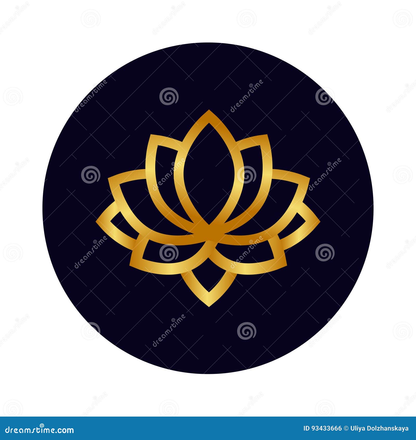 Cartoon Lotus Outline Gold Icon Stock Vector - Illustration of ...