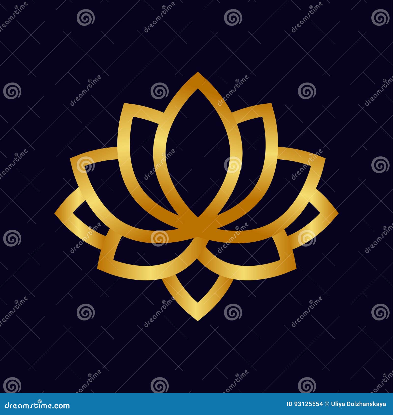 Cartoon Lotus Outline Gold Vector Illustration | CartoonDealer.com ...